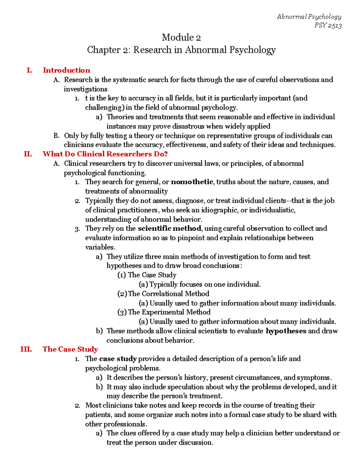 PSY 2513 Abnormal Psychology Module 2 Chapter 2 Research in Abnormal ...
