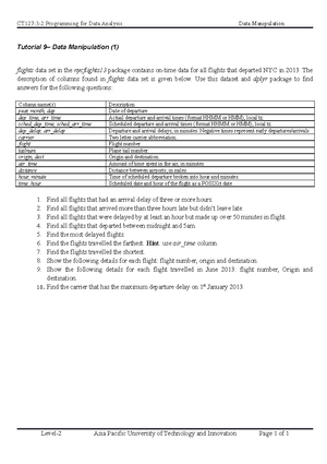 Tutorial exercises for Introduction to PFDA , great to help you ...