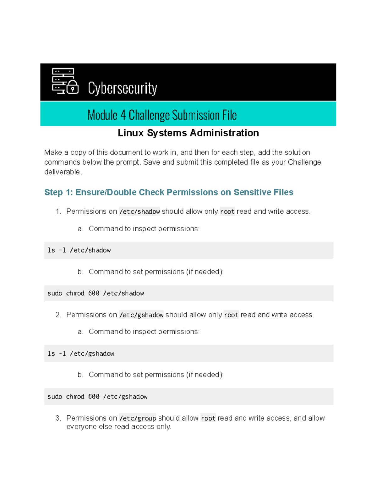 MK - Linux Systems Administration - Cybersecurity Module 4 Challenge Submission File Linux ...