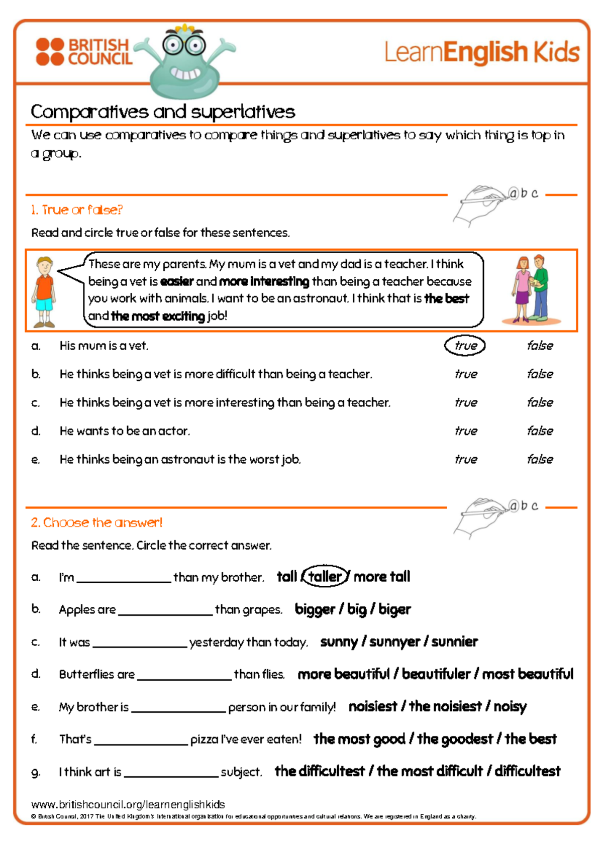 Grammar practice comparatives and superlatives worksheet ...
