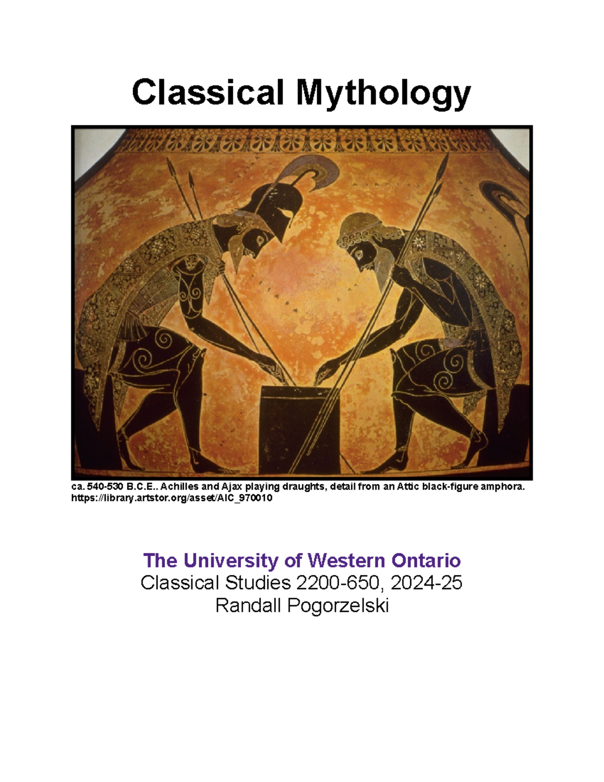 Classical Studies 2200 2024-25 Syllabus - Classical Mythology ca. 540 ...
