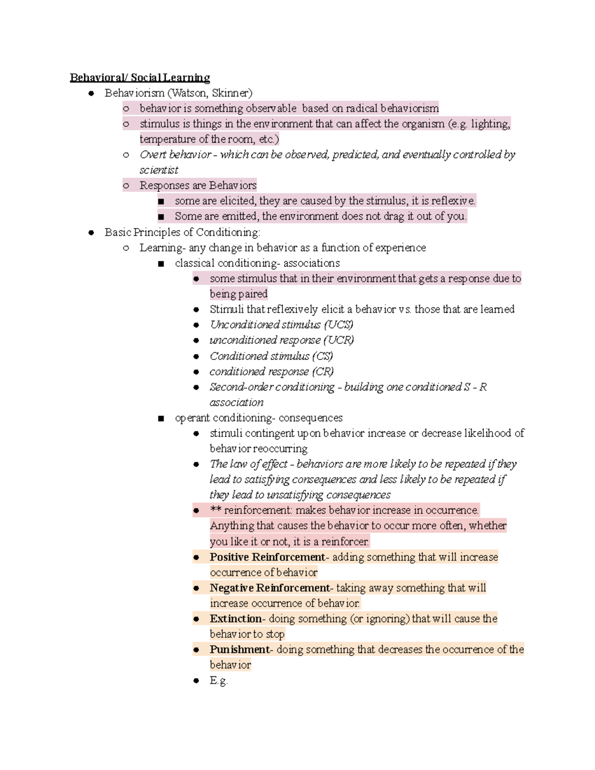 PSY 340 Behavioral- Social Learning - Behavioral/ Social Learning Behaviorism (Watson, Skinner ...