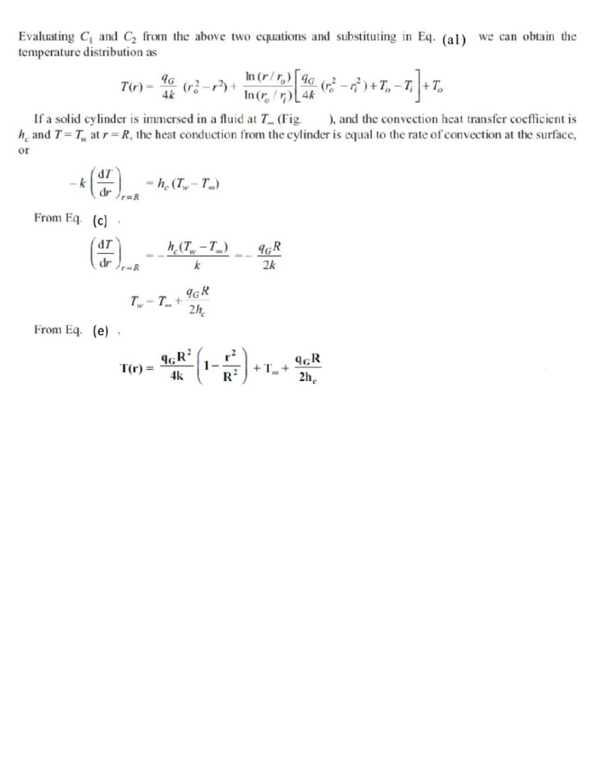 Heat Transfer -ME-501-26 - Evaluating C1 and C2 from the above two ...