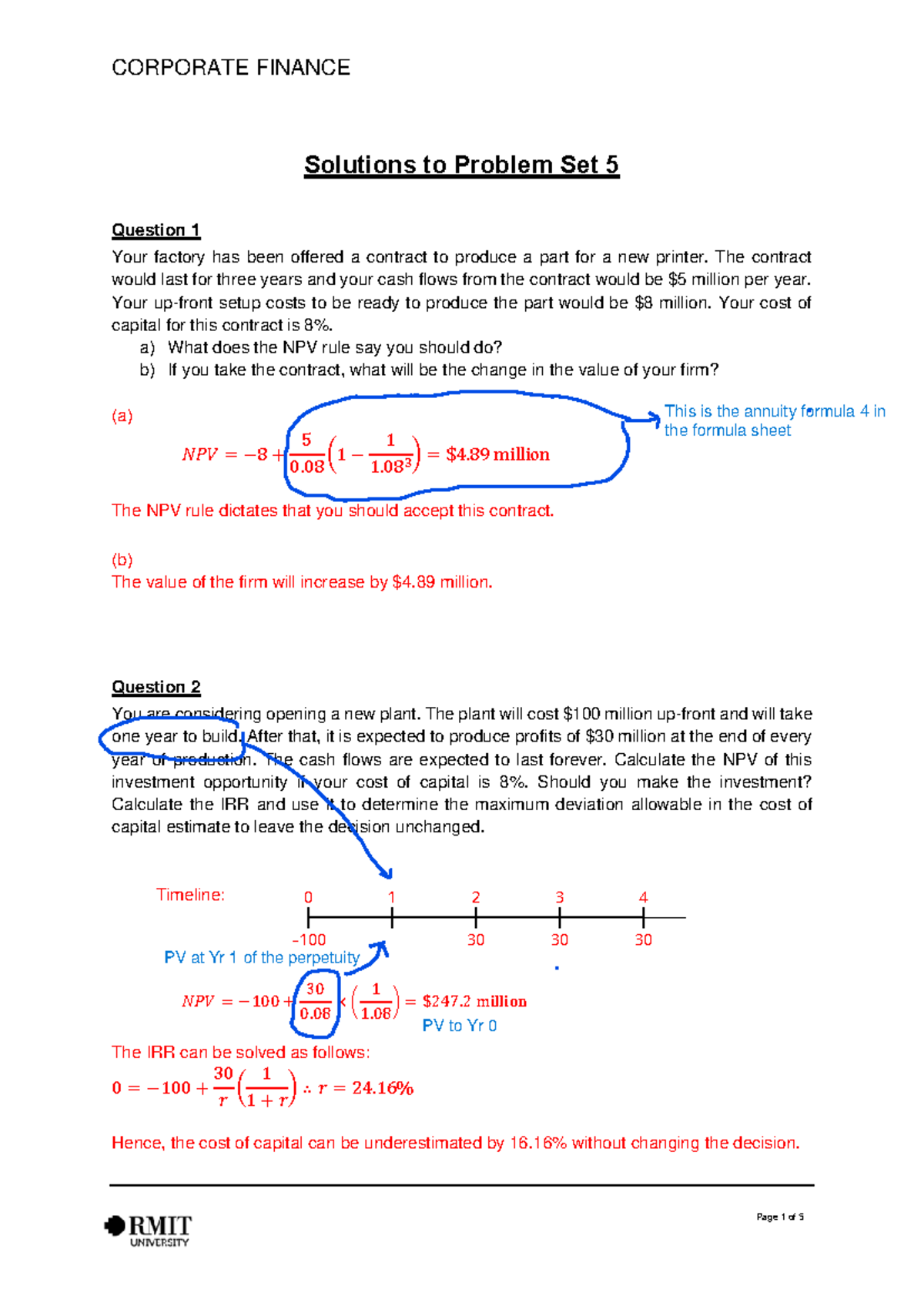 Solutions week 5-3-3 - for you to take a look at it - Solutions to Problem Set 5 Question 1 Your ...