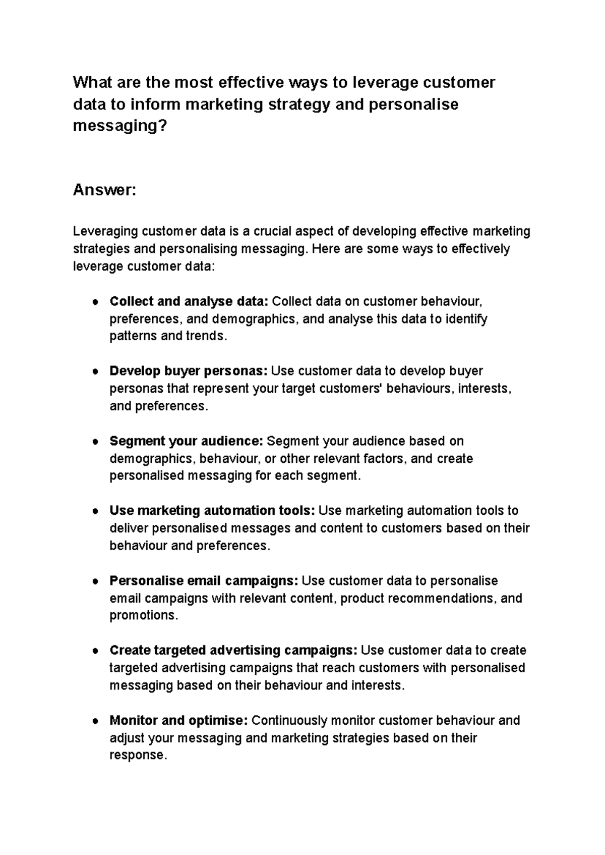 What are the most effective ways to leverage customer data to inform ...