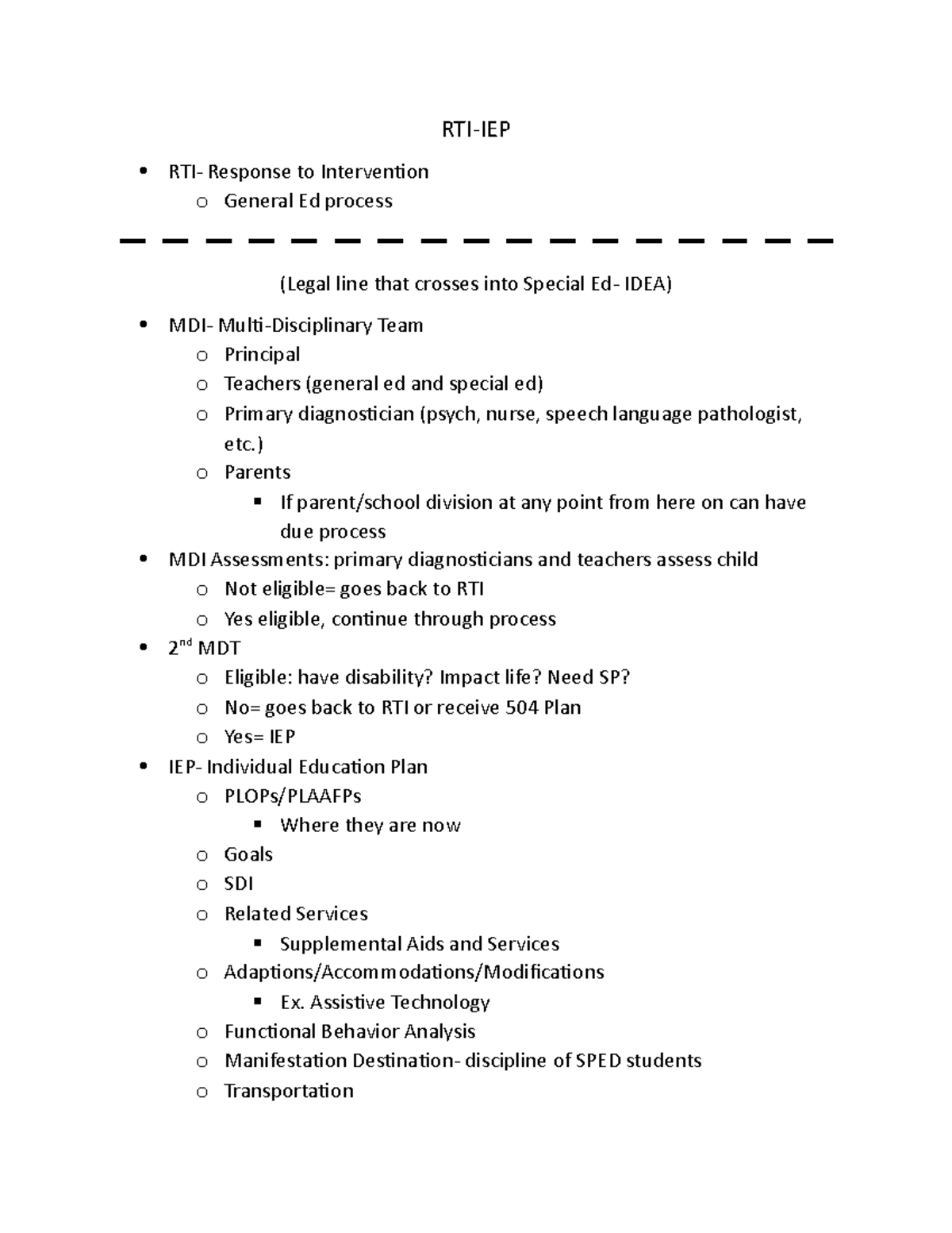 RTI-IEP - These notes detail the process for a student to go from an ...