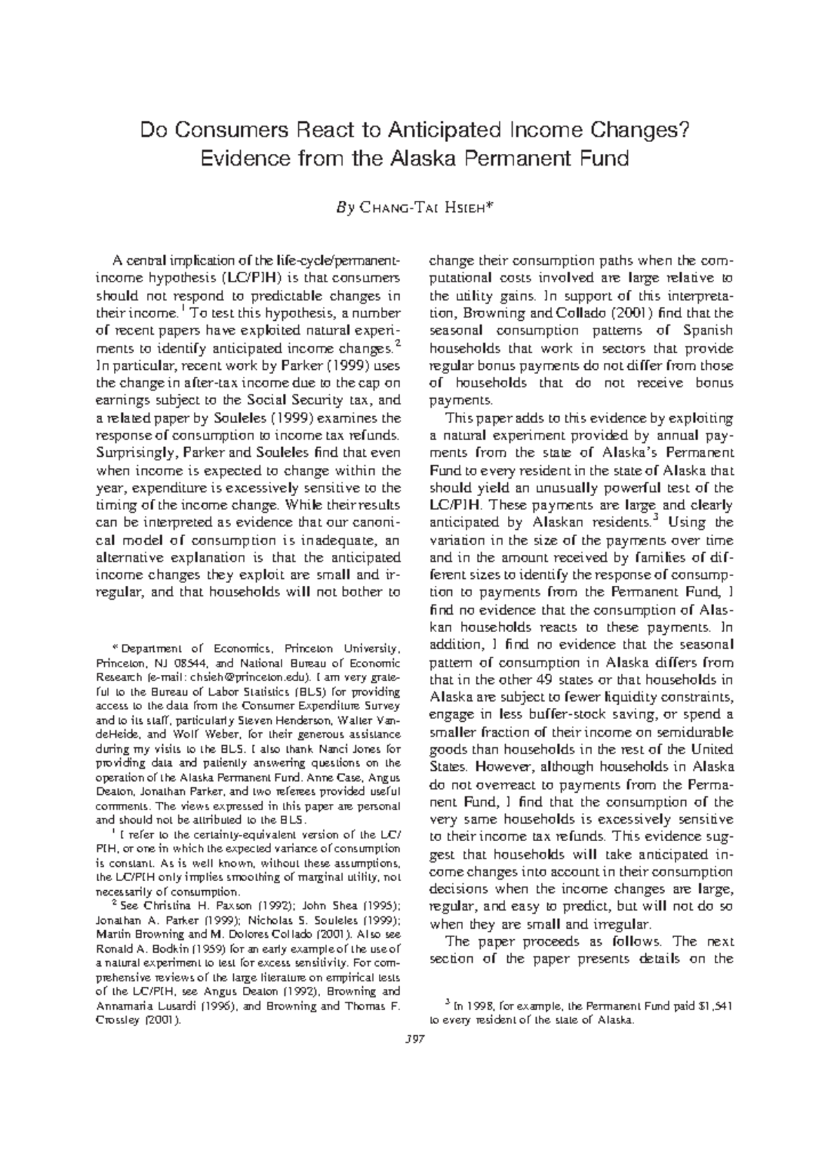 Do Consumers React to Anticipated Income Changes Evidence from the ...