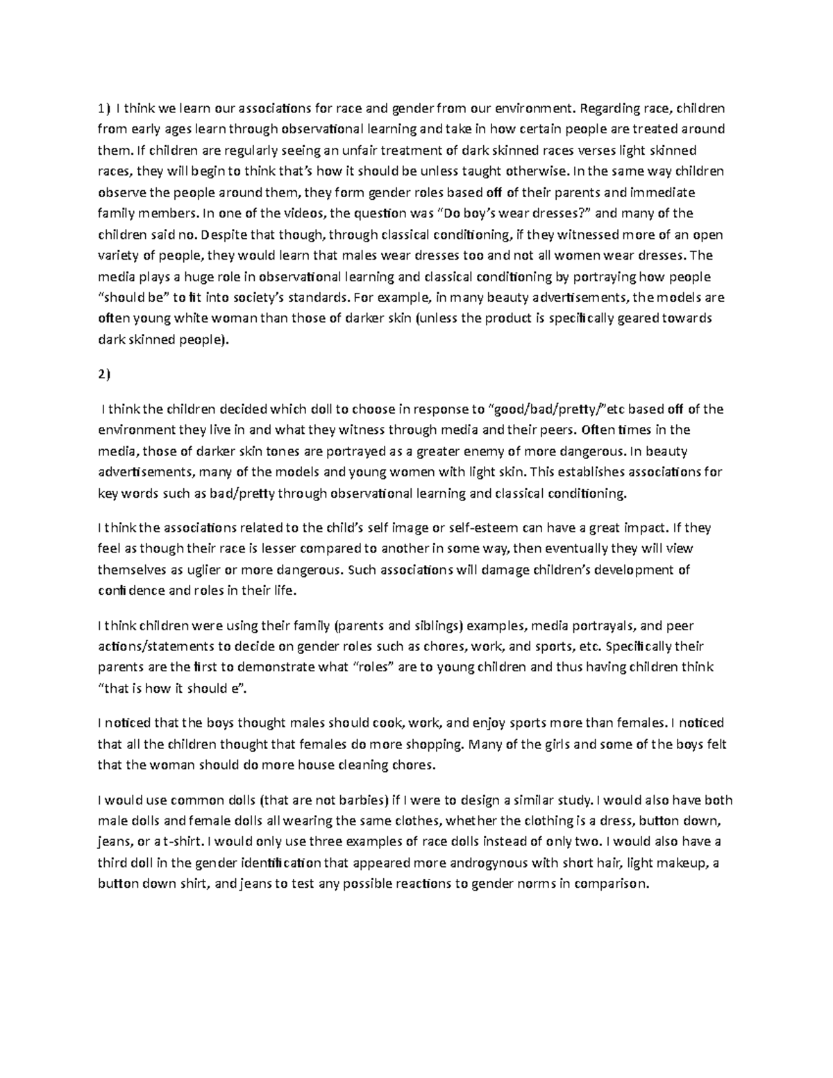 Learned Associations 11 - 1) I think we learn our associations for race ...