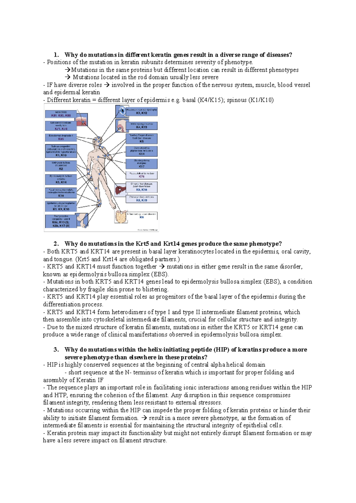 BIOM3003 PBL2 part 2 - PBL 2 notes - Why do mutations in different ...