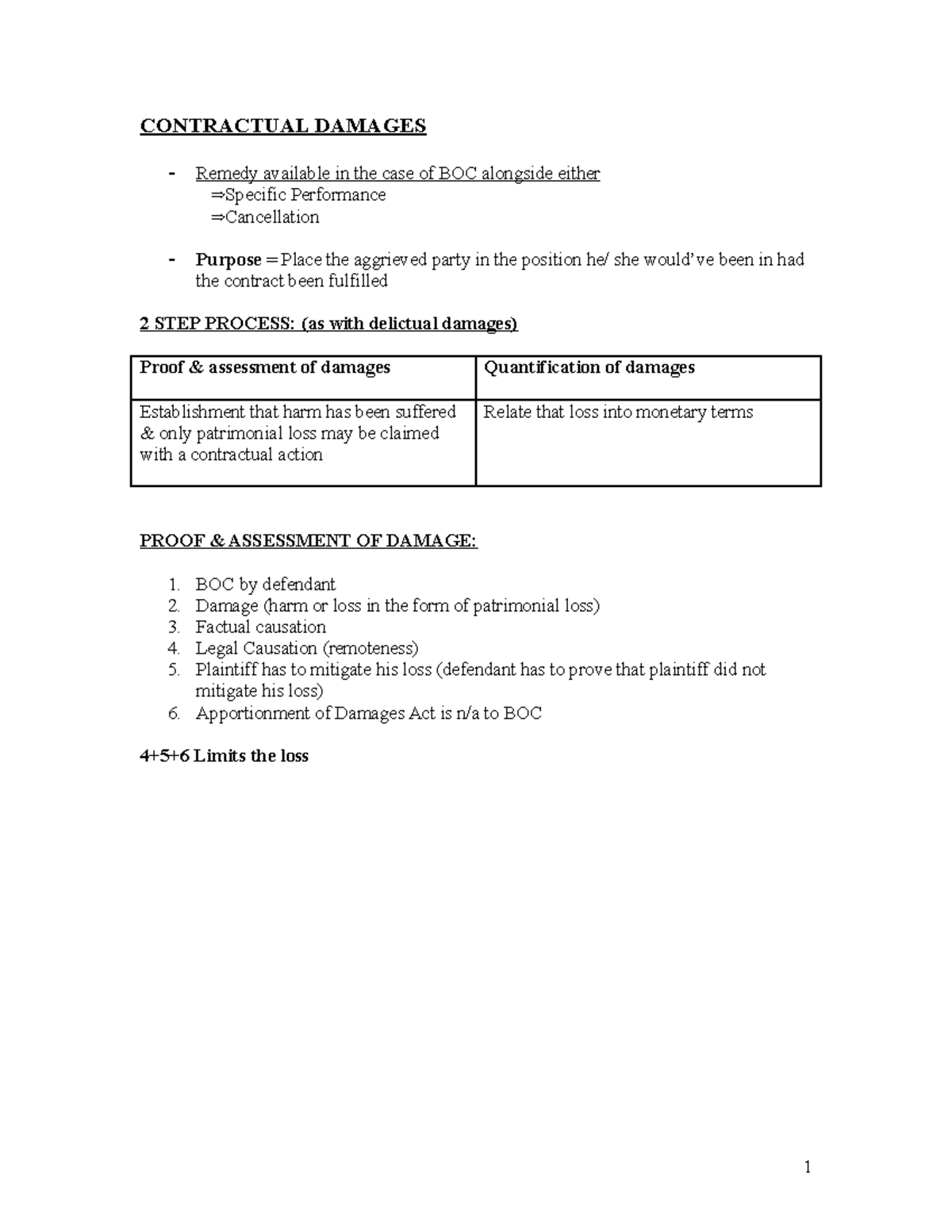 6. Contractual Damages - CONTRACTUAL DAMAGES Remedy available in the ...