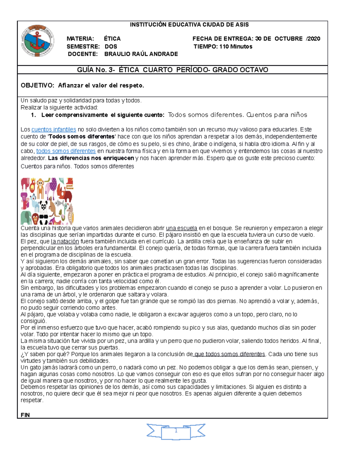 GUA N 3 TICA 8 - BDGH - INSTITUCIÓN EDUCATIVA CIUDAD DE ASIS MATERIA ...