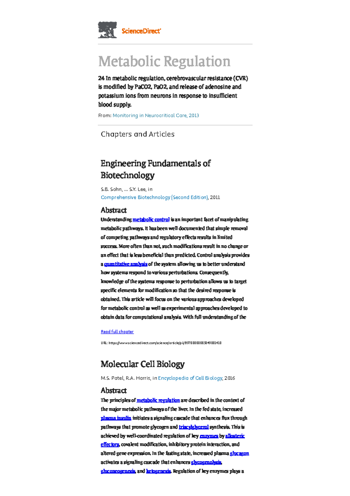 Metabolic Regulation - an overview Science Direct Topics - Metabolic ...