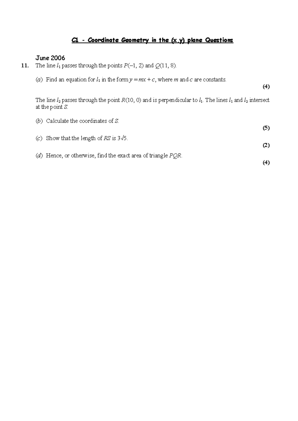 5 C1 Coordinate Geometry in the x y plane Questions - C1 - Coordinate ...
