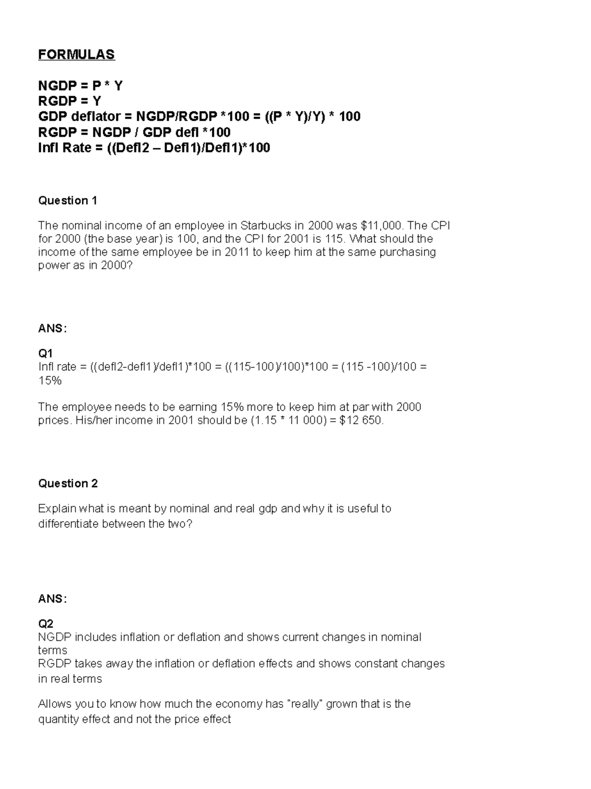 Macrosem 2 Qnsand Ans - Seminar Questions and Answers week 2 - FORMULAS ...
