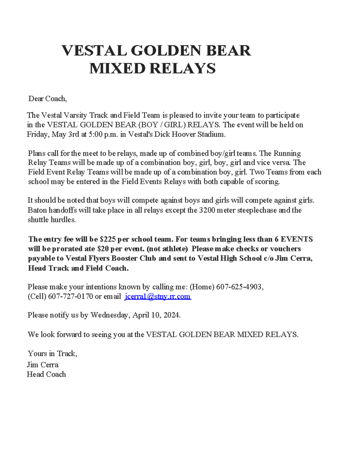 Golden bear relay invitation 2024 - VESTAL GOLDEN BEAR MIXED RELAYS ...