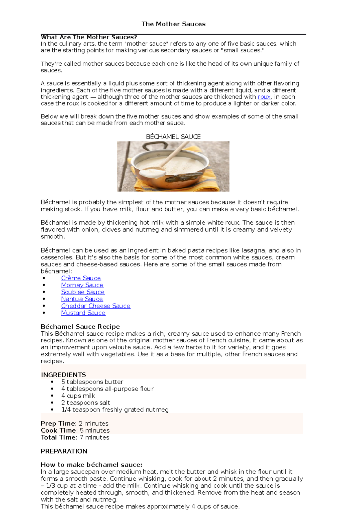 The Mother Sauces - The Mother Sauces What Are The Mother Sauces? In ...