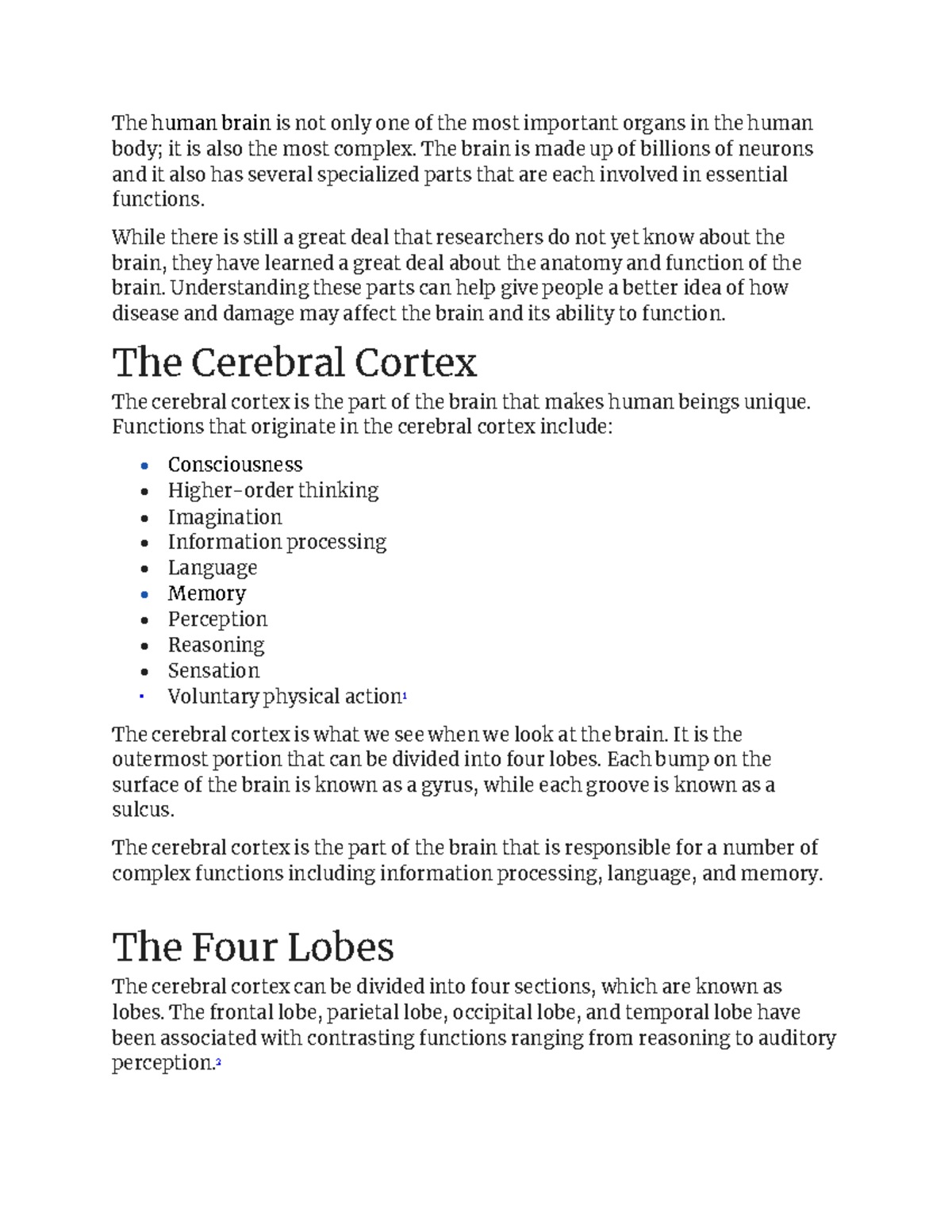 Parts of The Brain Notes - The human brain is not only one of the most ...