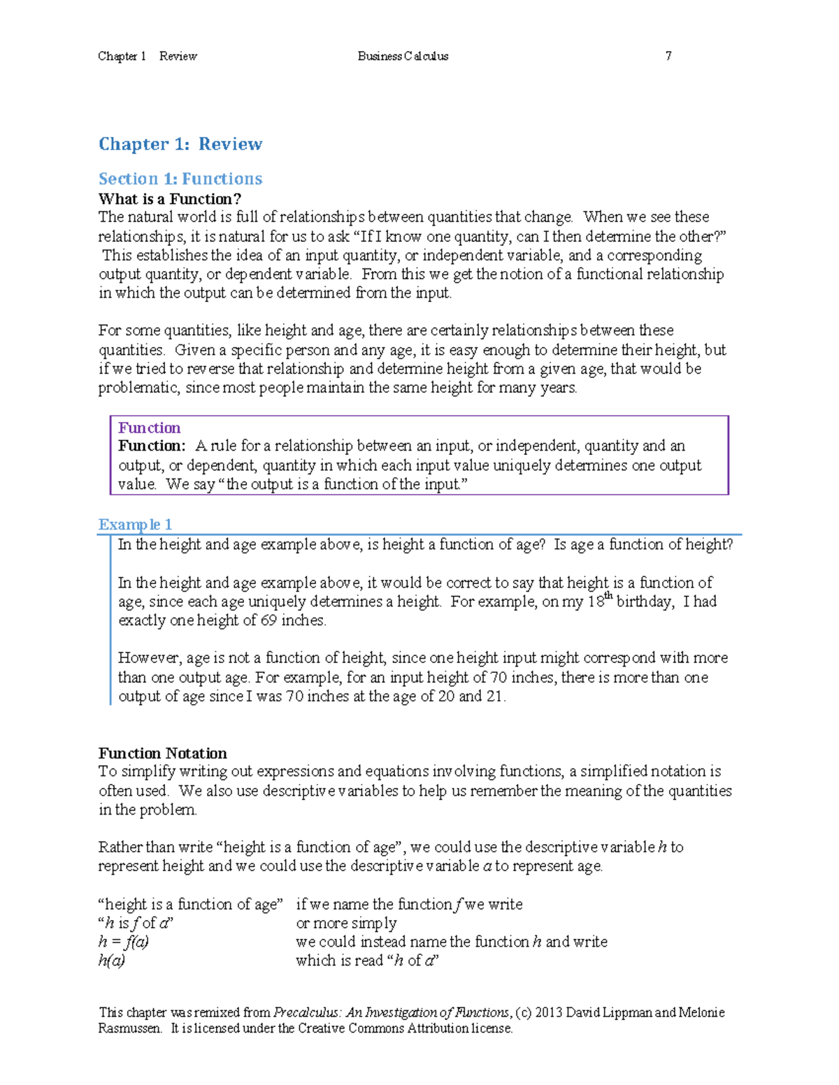 Chapter 1 - Review - This chapter was remixed from Precalculus: An ...