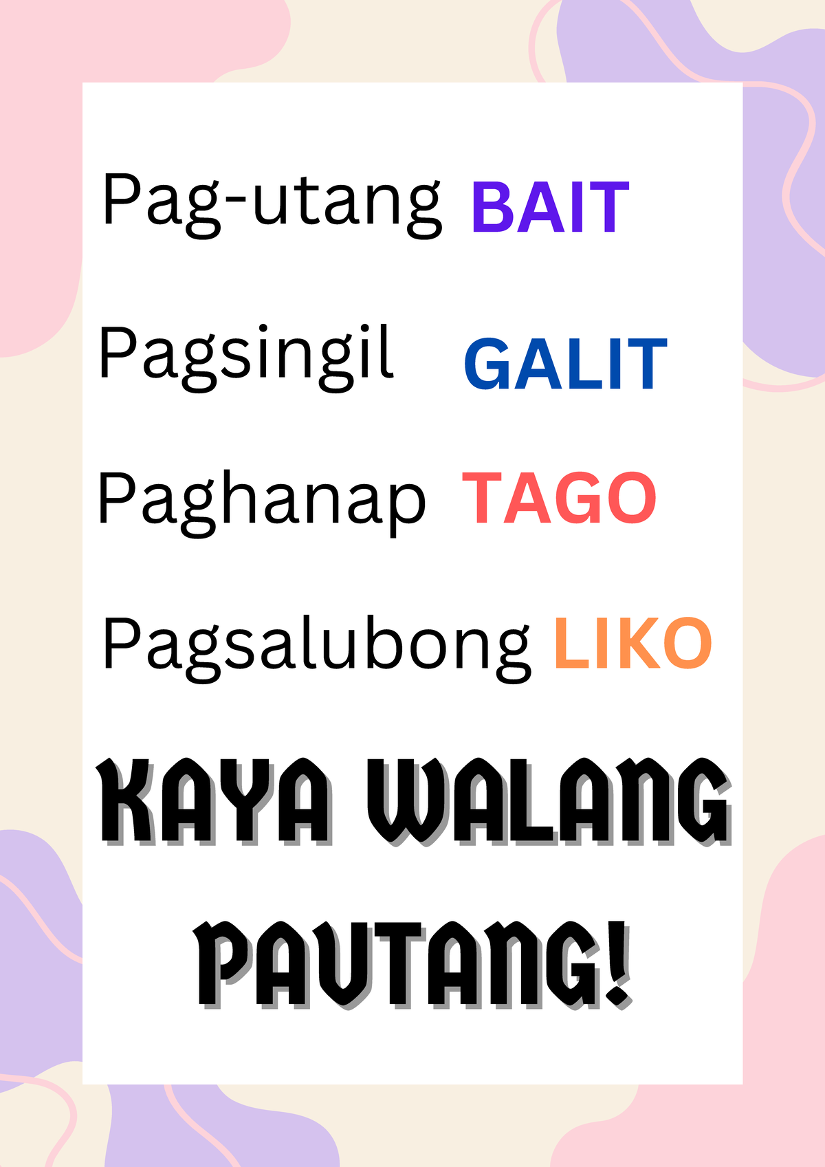 Pagutang - Filipino - english - Pag-utang BAIT Pagsingil GALIT Paghanap ...