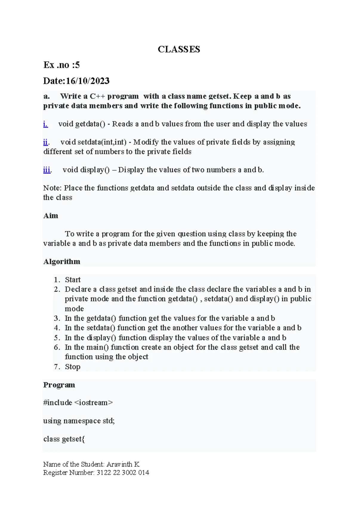 Exercise-06 - These are basic C++ Exercises - Name of the student ...