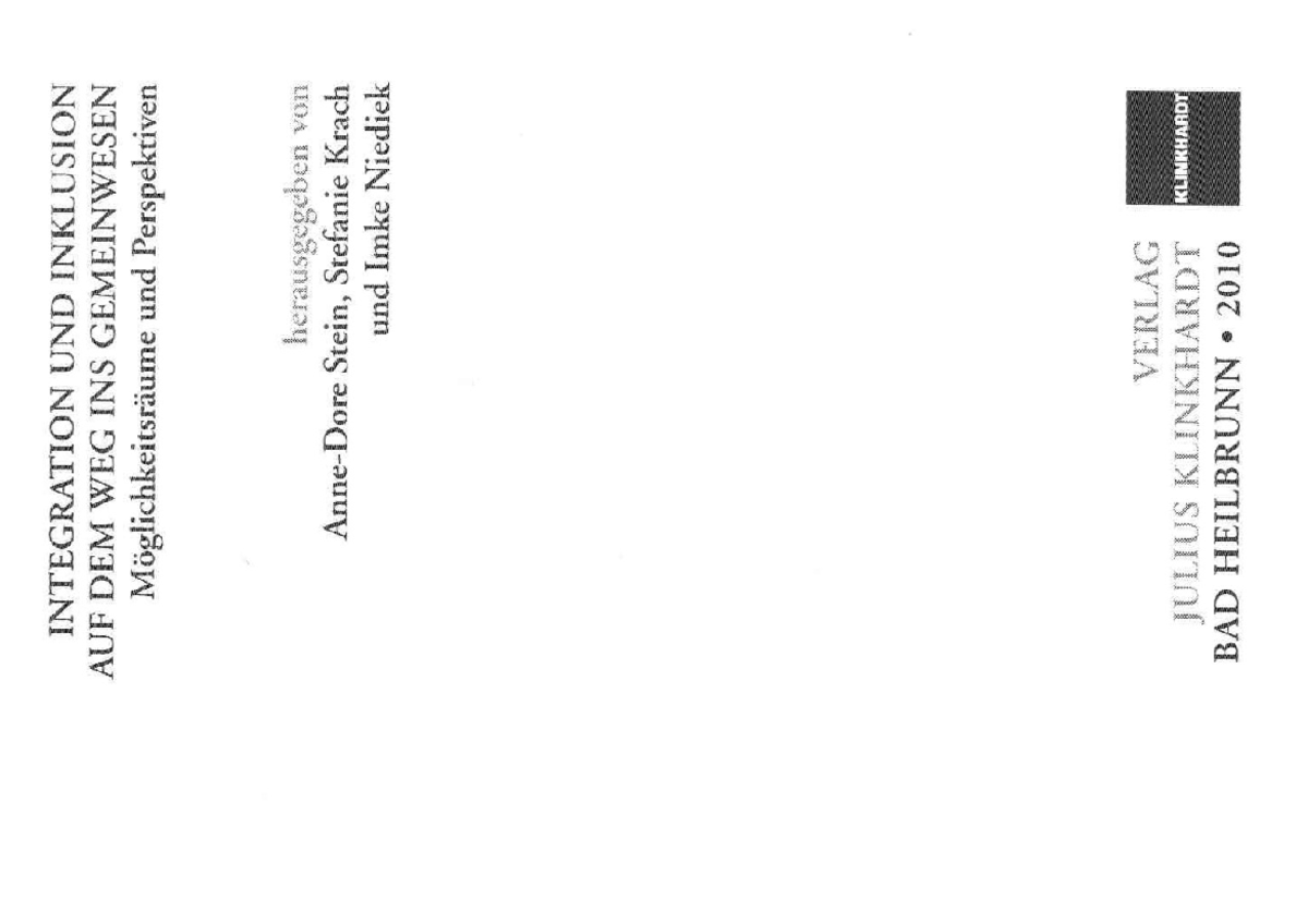 Feuser inklusion integration - Allgemeine Didaktik BW2 - Studocu