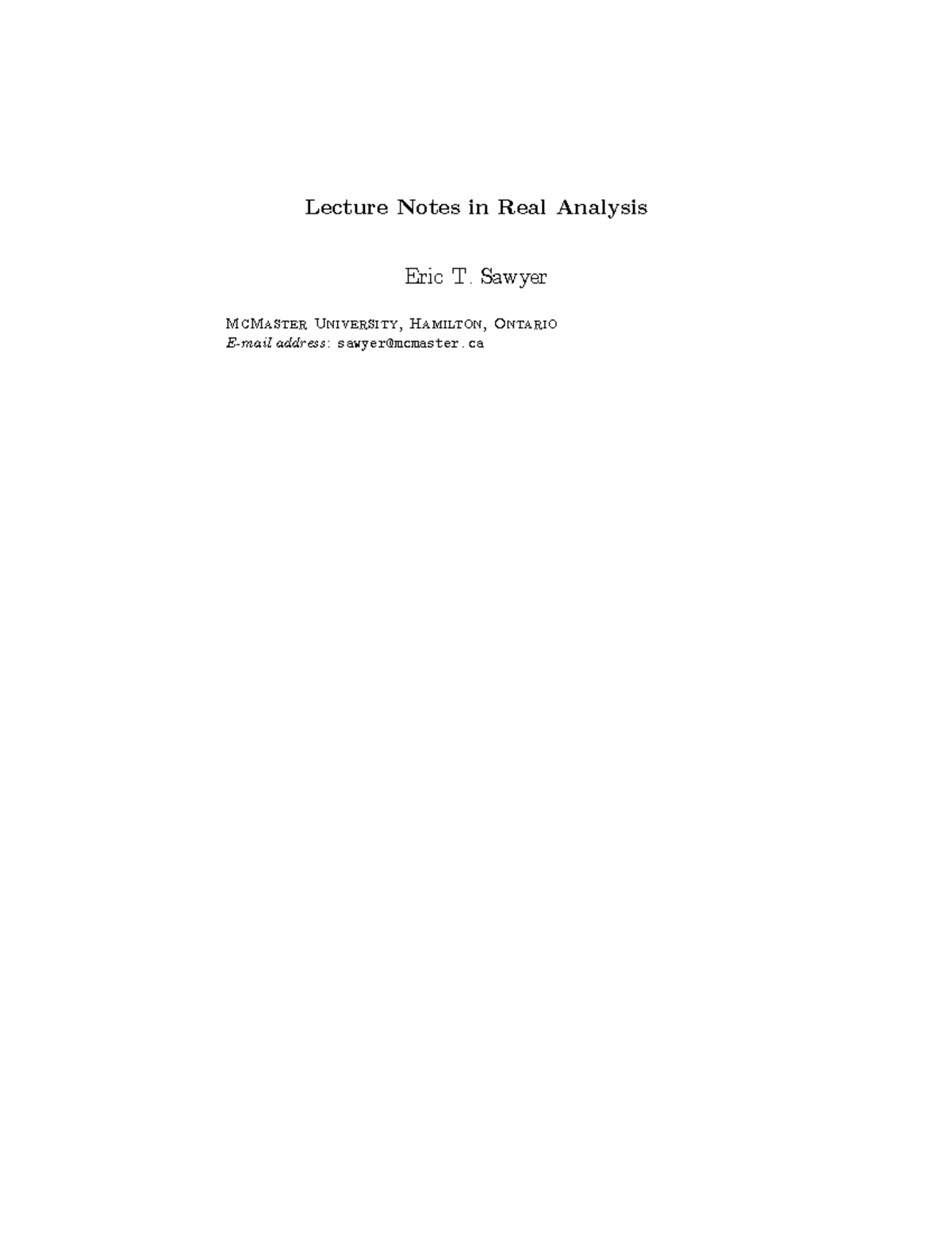 Real Analysis Lecture notes and homework - Lecture Notes in Real ...