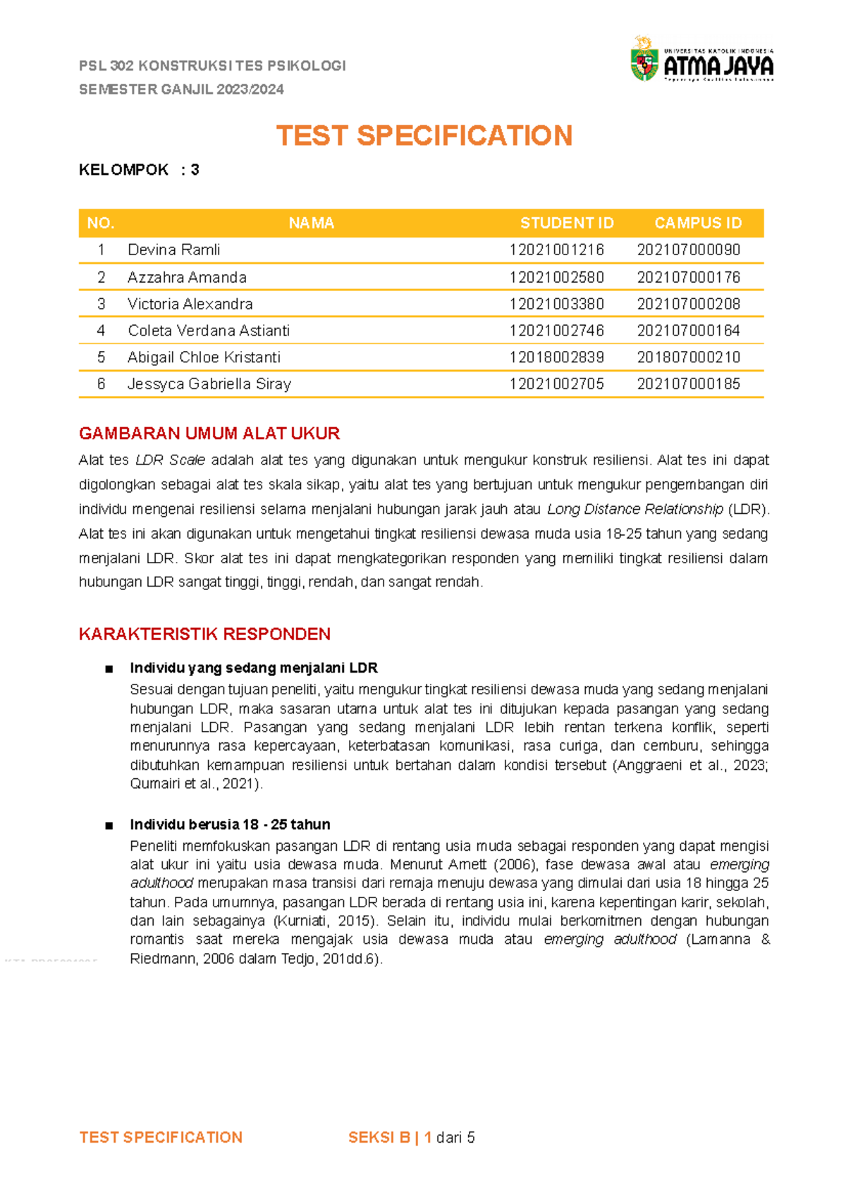 [ Final] Test Specification Kel 3 - SEMESTER GANJIL 2023/ TEST ...