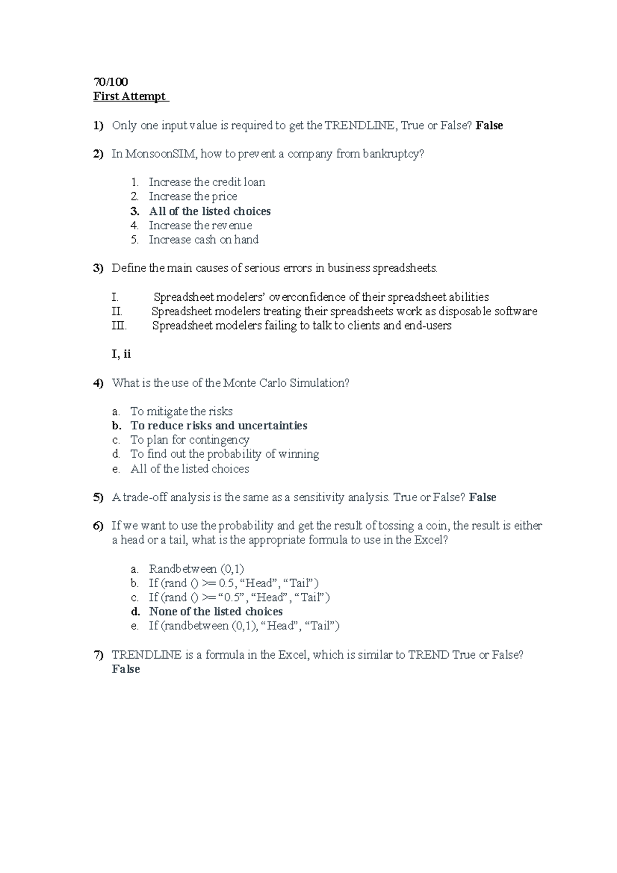 BUS100 Pre Course Quiz (3) - BUS100 - SUSS - Studocu
