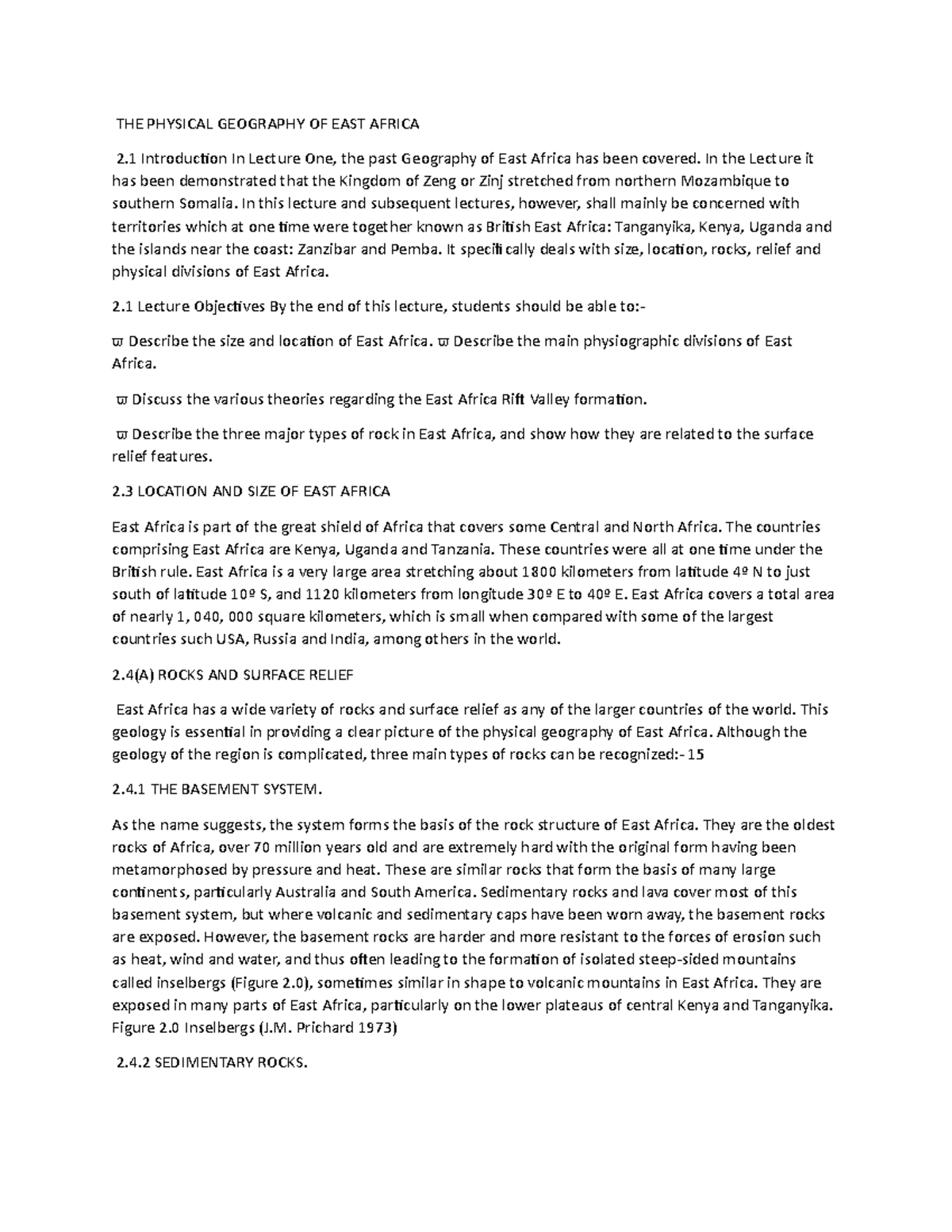 Class Notes - I want the best grades - THE PHYSICAL GEOGRAPHY OF EAST ...