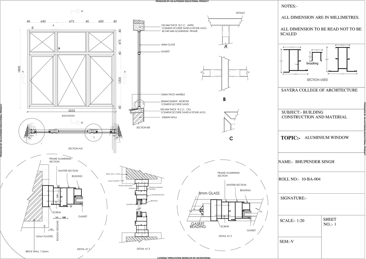 Aluminium window bcm-Model - A SAVERA COLLEGE OF ARCHITECTURE TOPIC ...