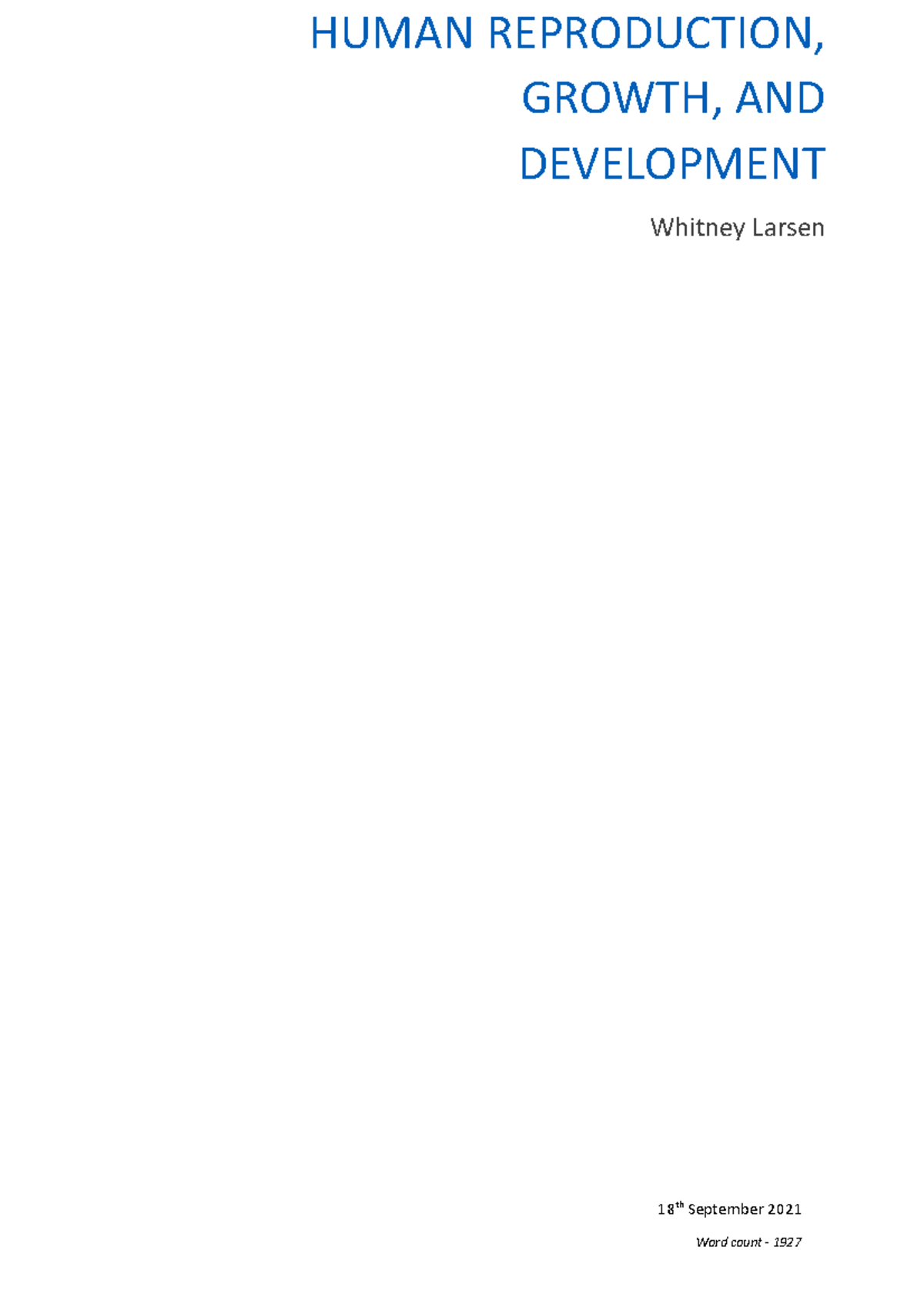 Human Growth and Development - HUMAN REPRODUCTION, GROWTH, AND ...