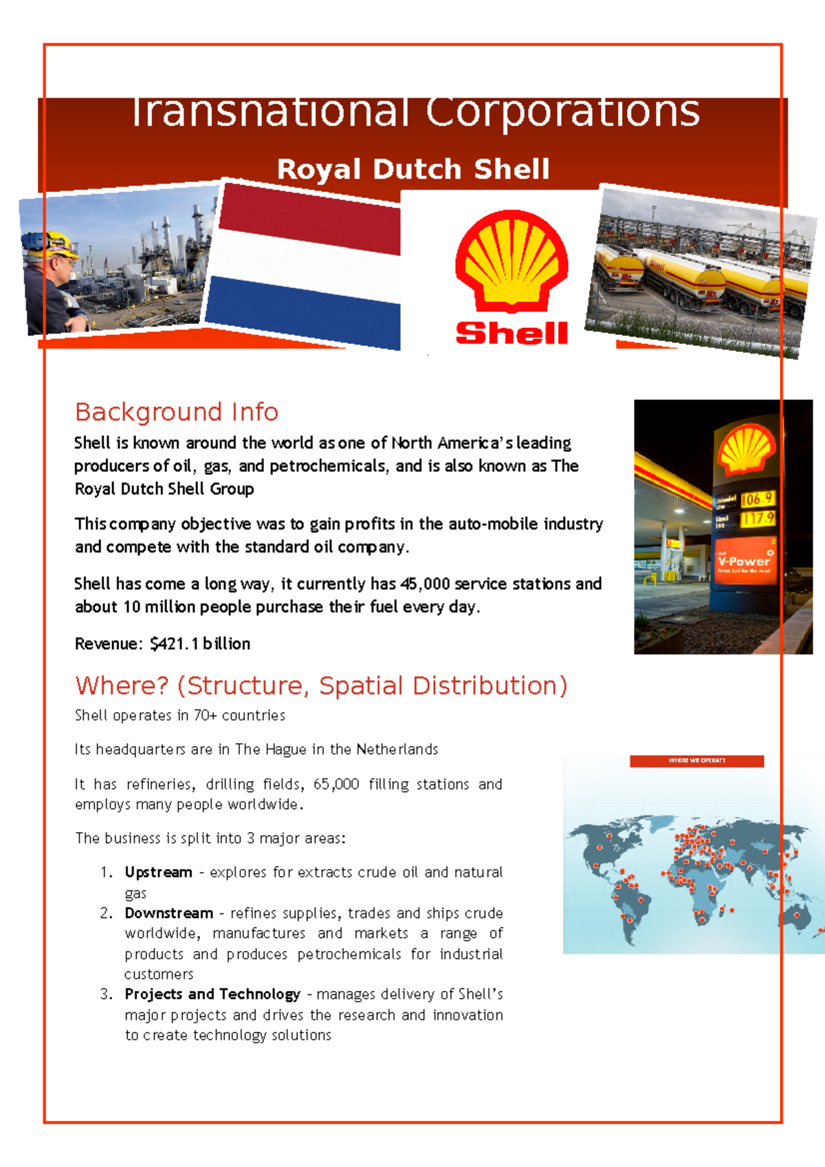 TNCs - Royal Dutch Shell - Background Info Shell is known around the ...