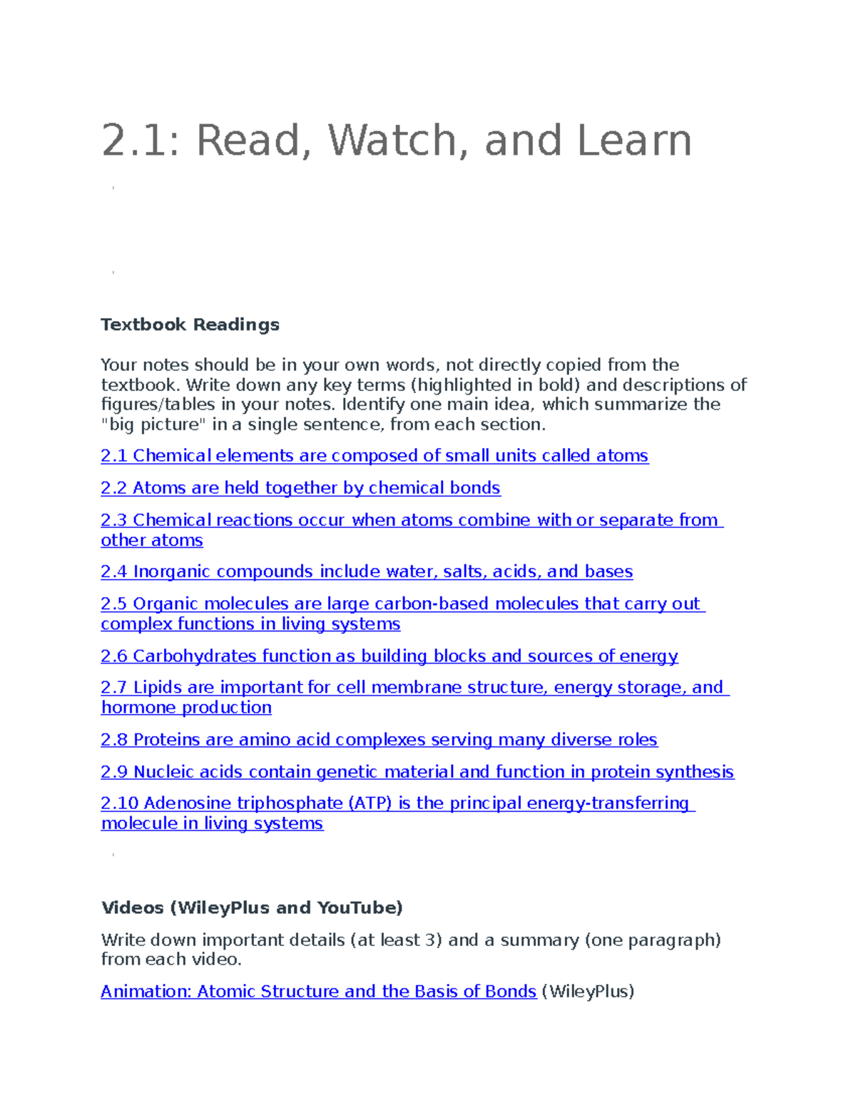 Wiley Chapter 2 Part 1 - 2: Read, Watch, and Learn Textbook Readings ...