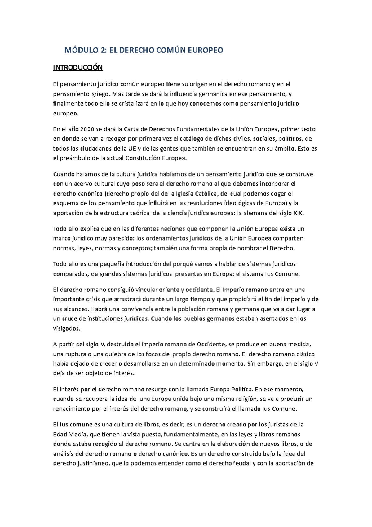 Ius Commune - MÓDULO 2: EL DERECHO COMÚN EUROPEO INTRODUCCIÓN El ...