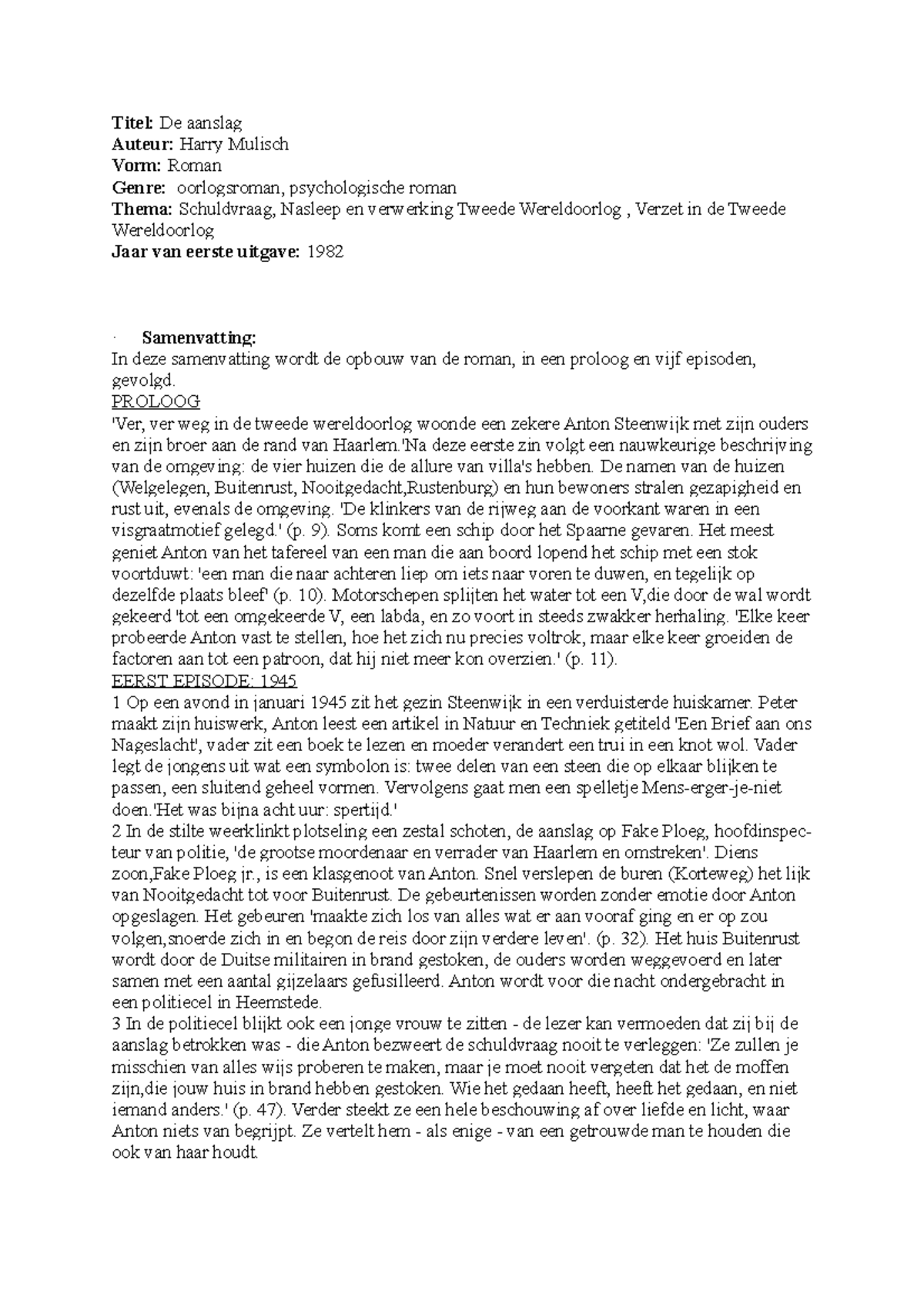 Boek verslag De Aanslag - Celbiologie - UU - Studeersnel