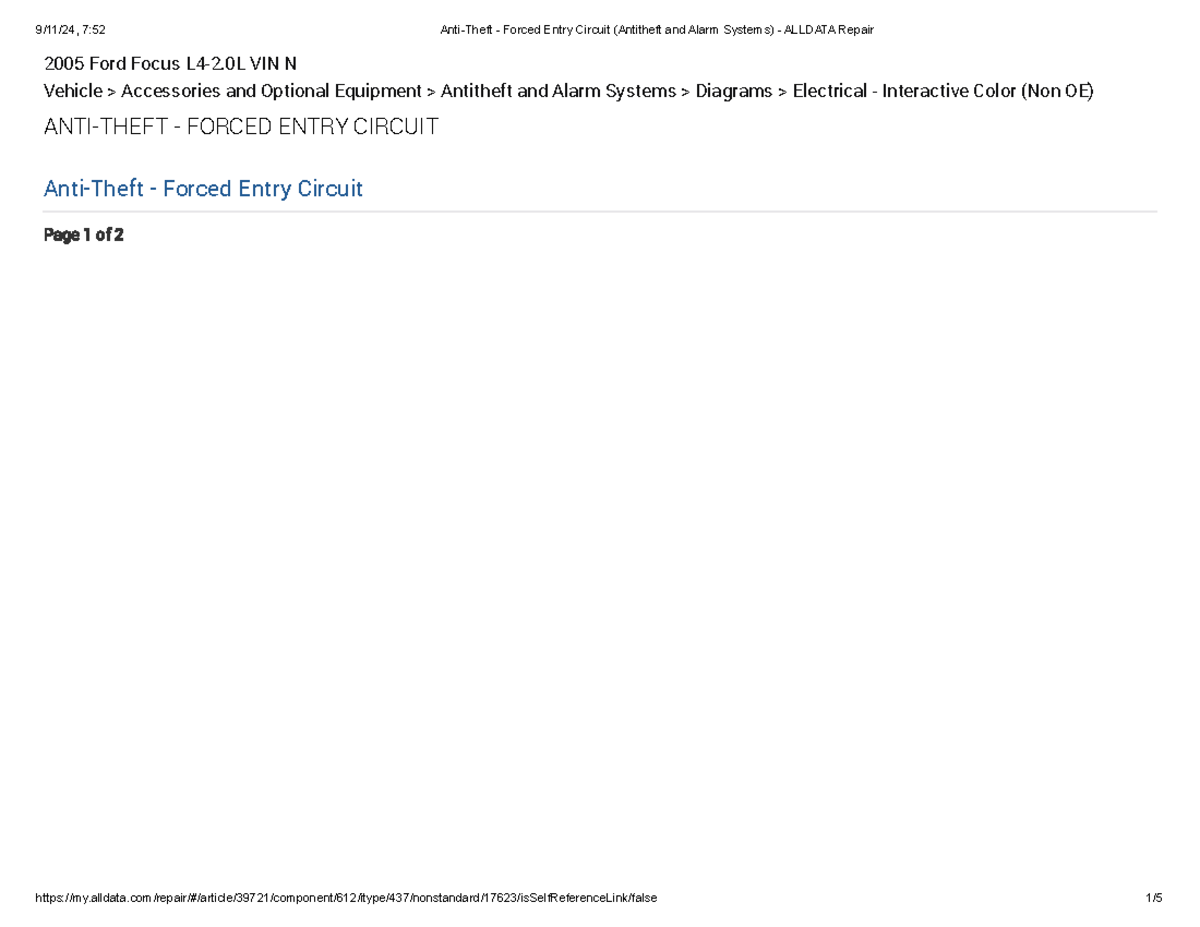 Anti Theft Forced Entry Circuit Antitheft and Alarm Systems focus 2 ...