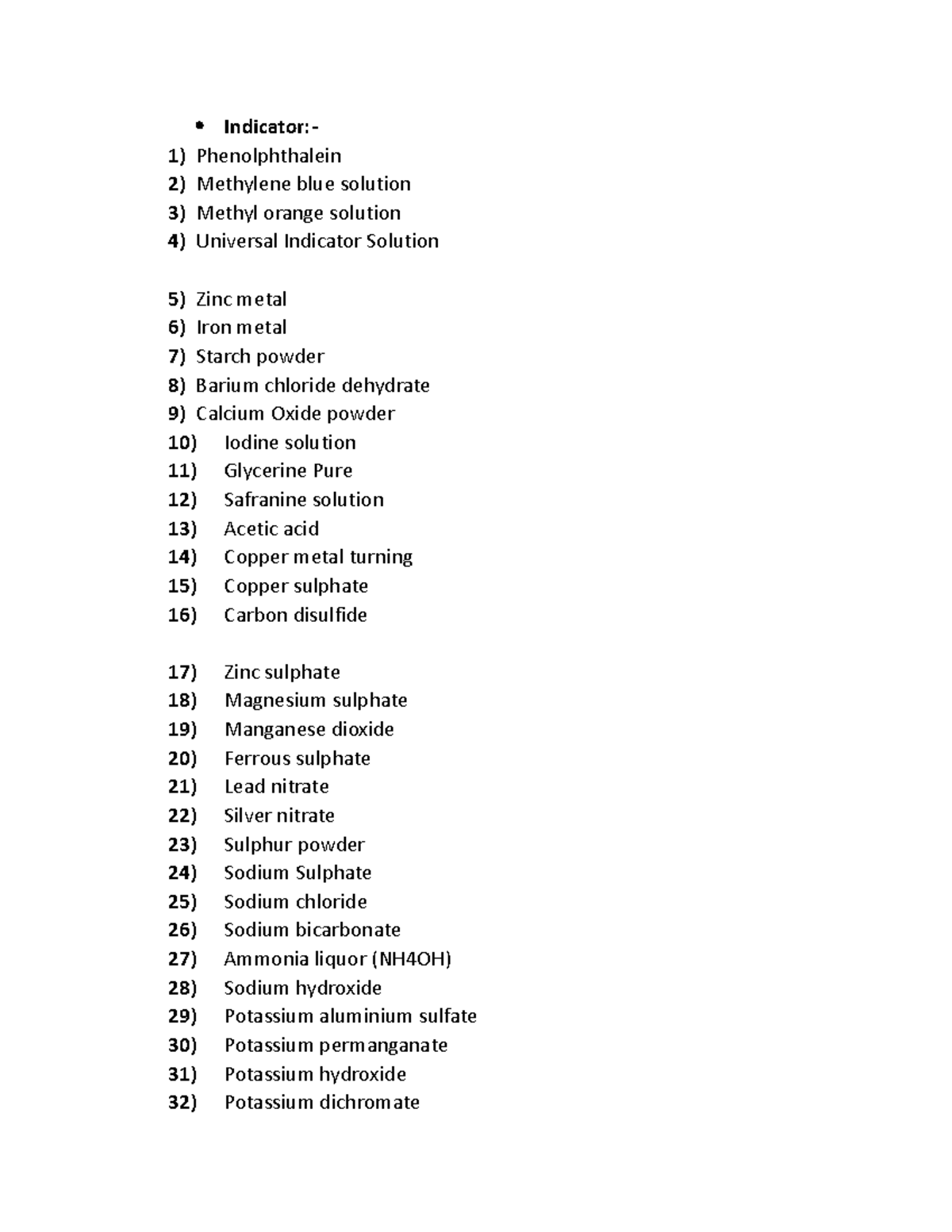 Chemical in laboratory - Indicator:- Phenolphthalein Methylene blue ...