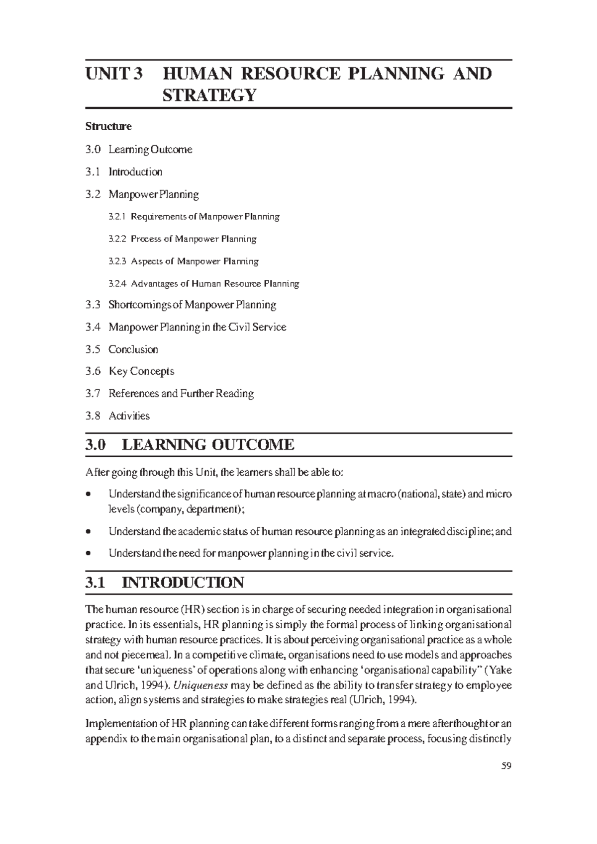 Human Resource Strategy - UNIT 3 HUMAN RESOURCE PLANNING AND STRATEGY ...