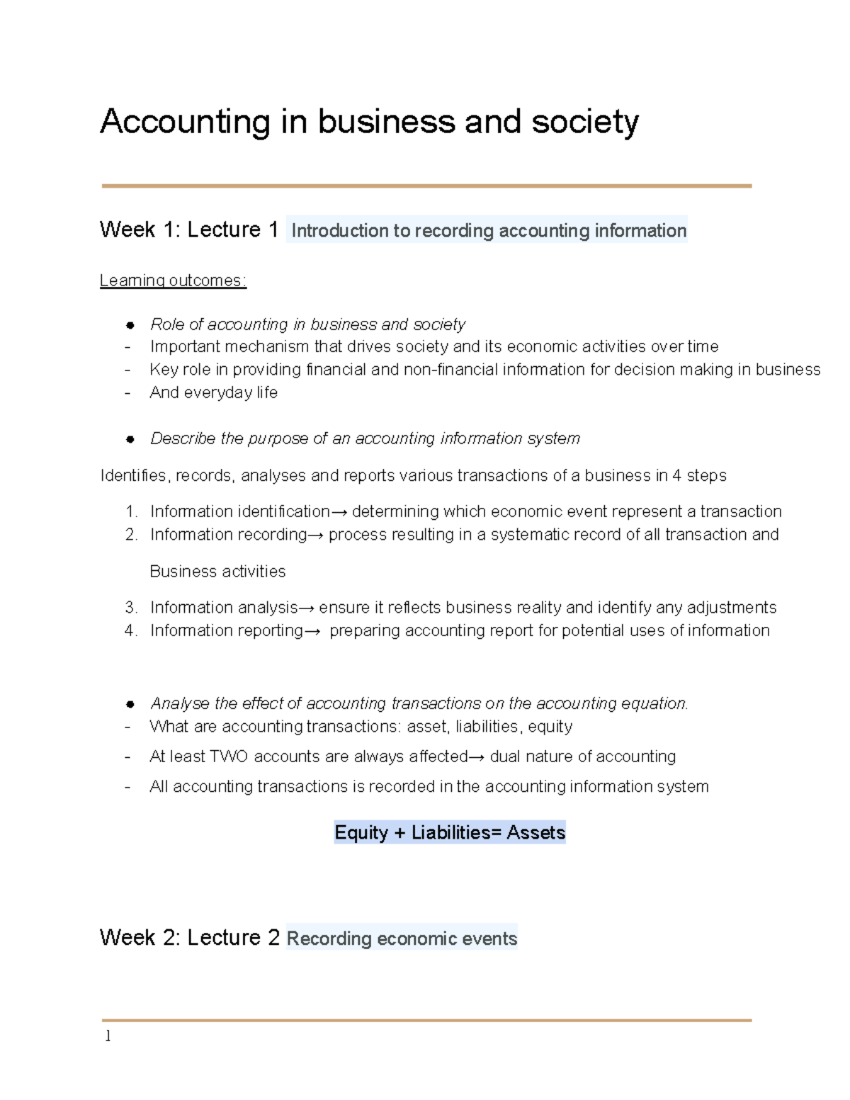 Accounting in Business and Society Lecture notes - Accounting in ...