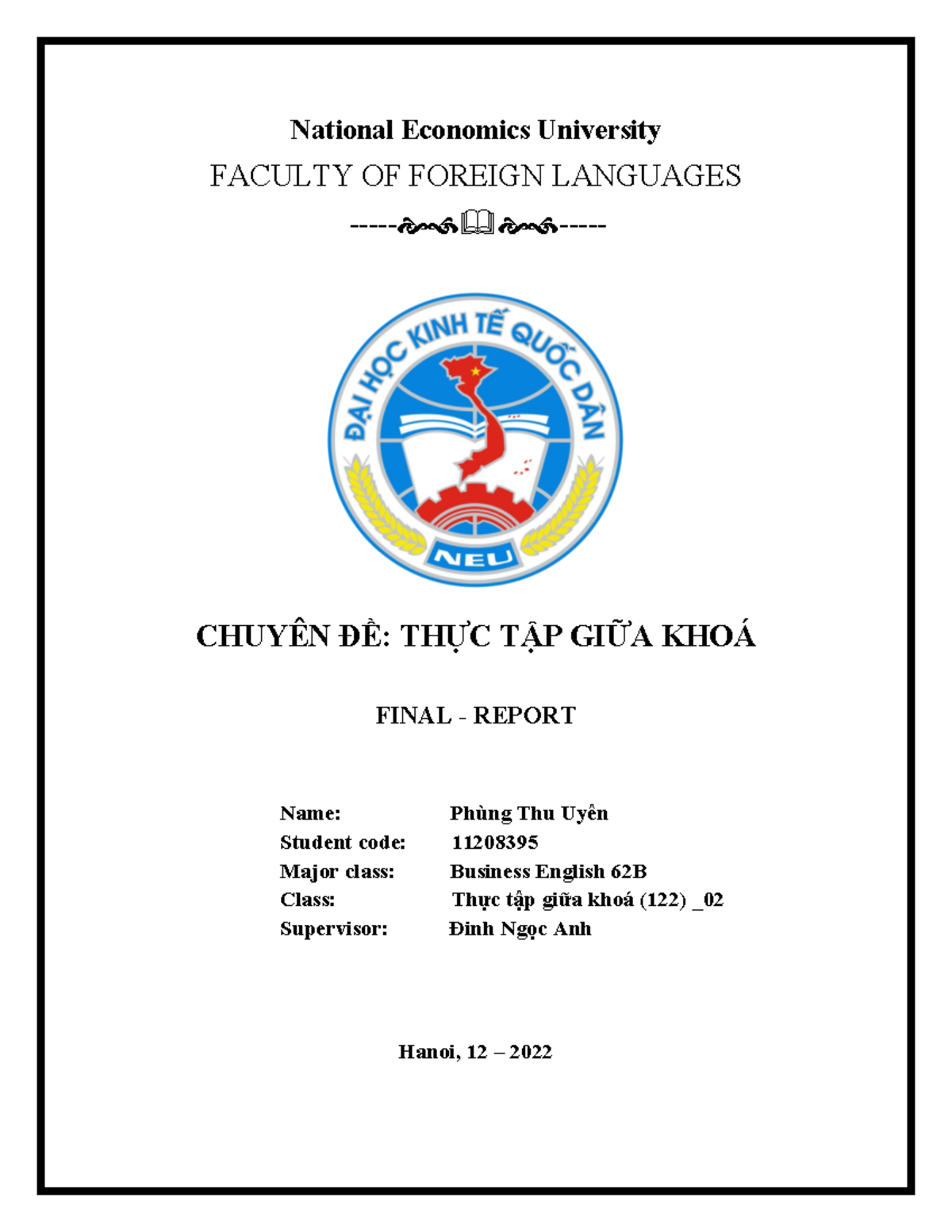 Final Report - ... - National Economics University FACULTY OF FOREIGN ...