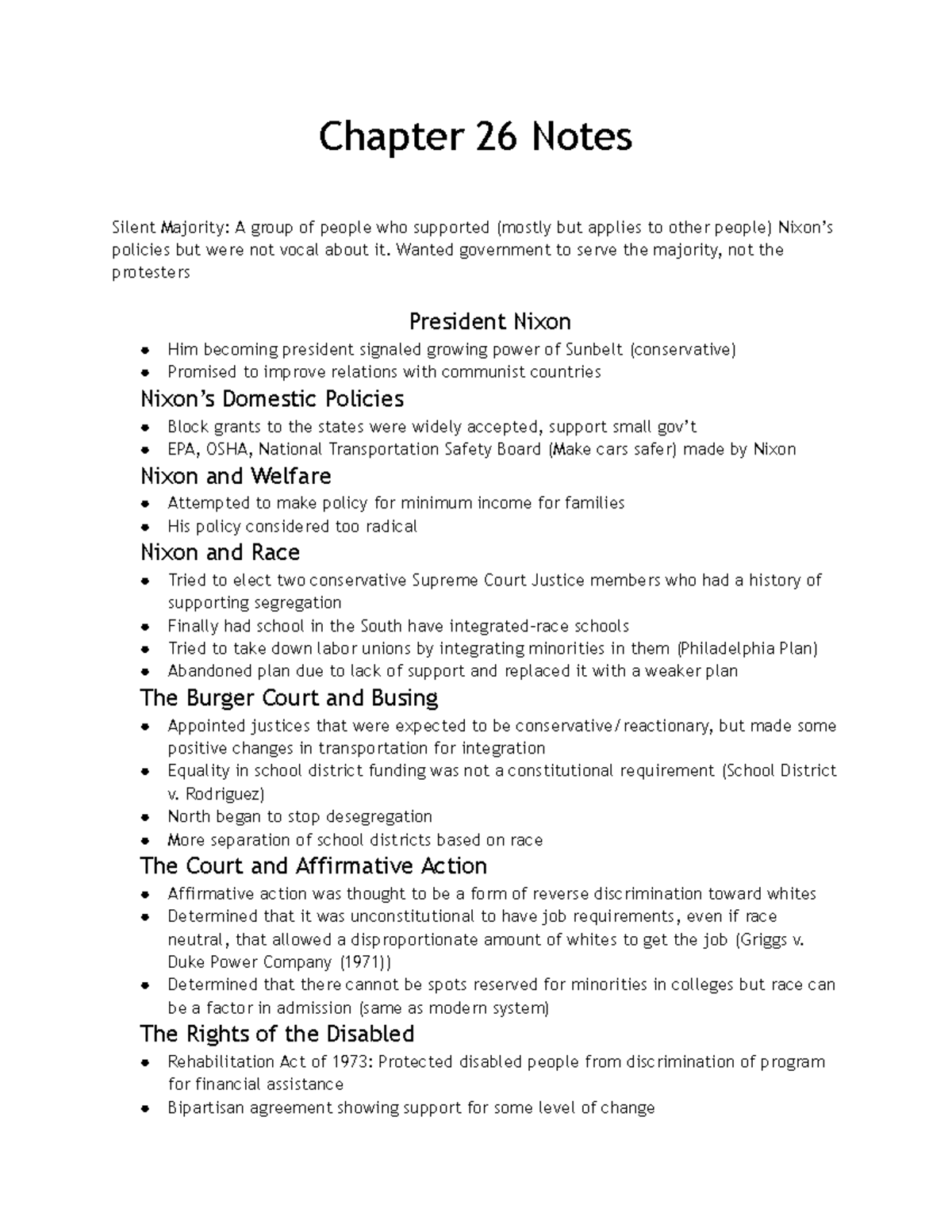Apush C. 26 Notes - Chapter 26 Notes Silent Majority: A group of people ...
