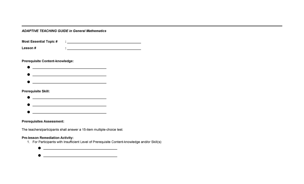 ATG Template Mathematics - ADAPTIVE TEACHING GUIDE in General ...
