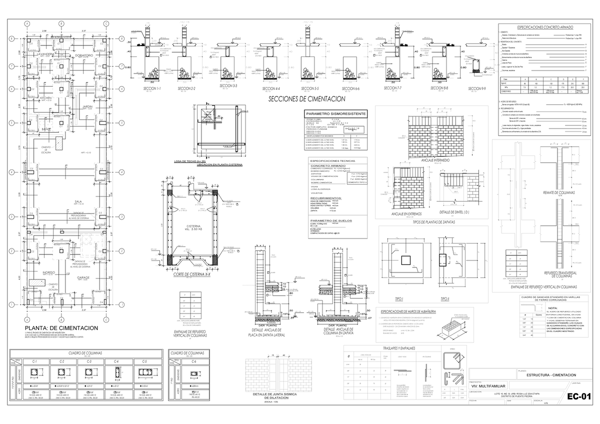 Plano estructura - REFUERZO TRANSVERSAL REMATE DE COLUMNAS DE COLUMNAS ...