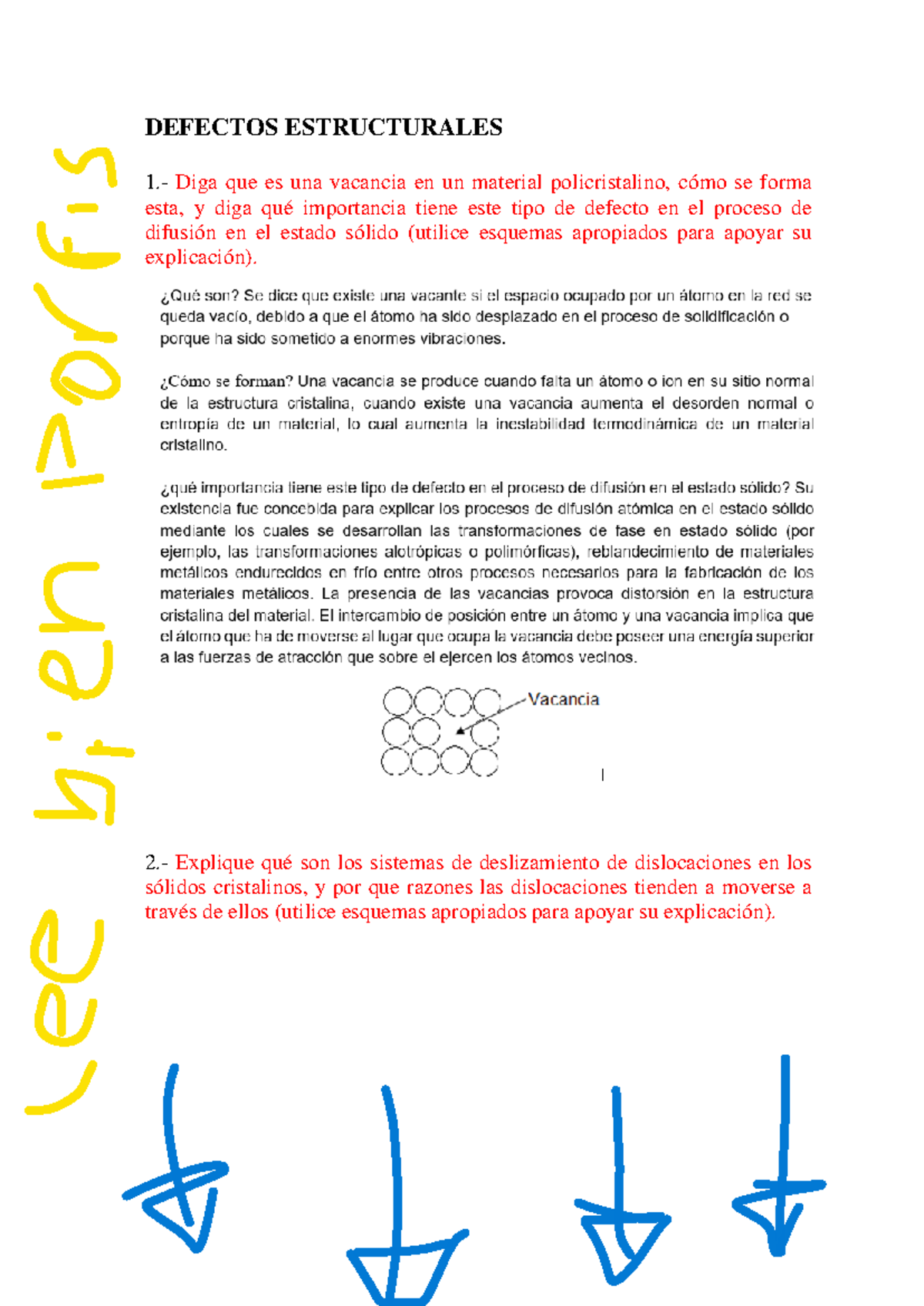 Defectos Estructurales (2)-1 - DEFECTOS ESTRUCTURALES 1.- Diga que es ...