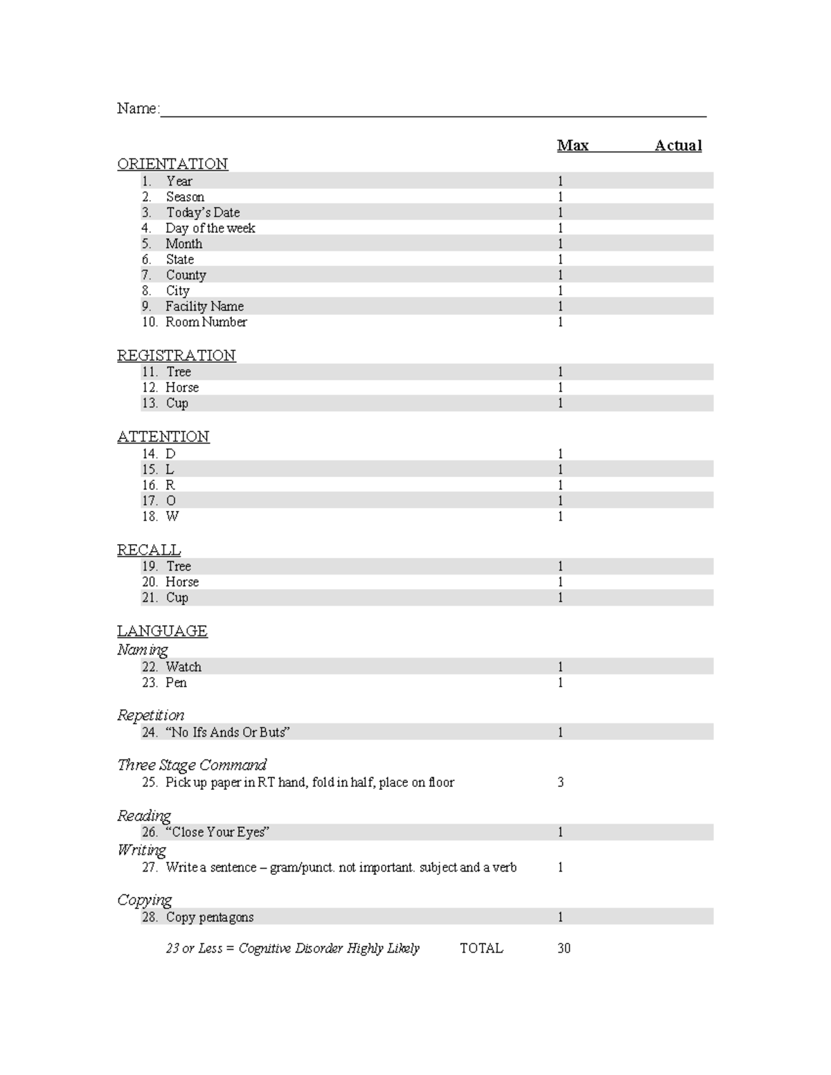 4. Mini Mental Score Sheet - - Studocu