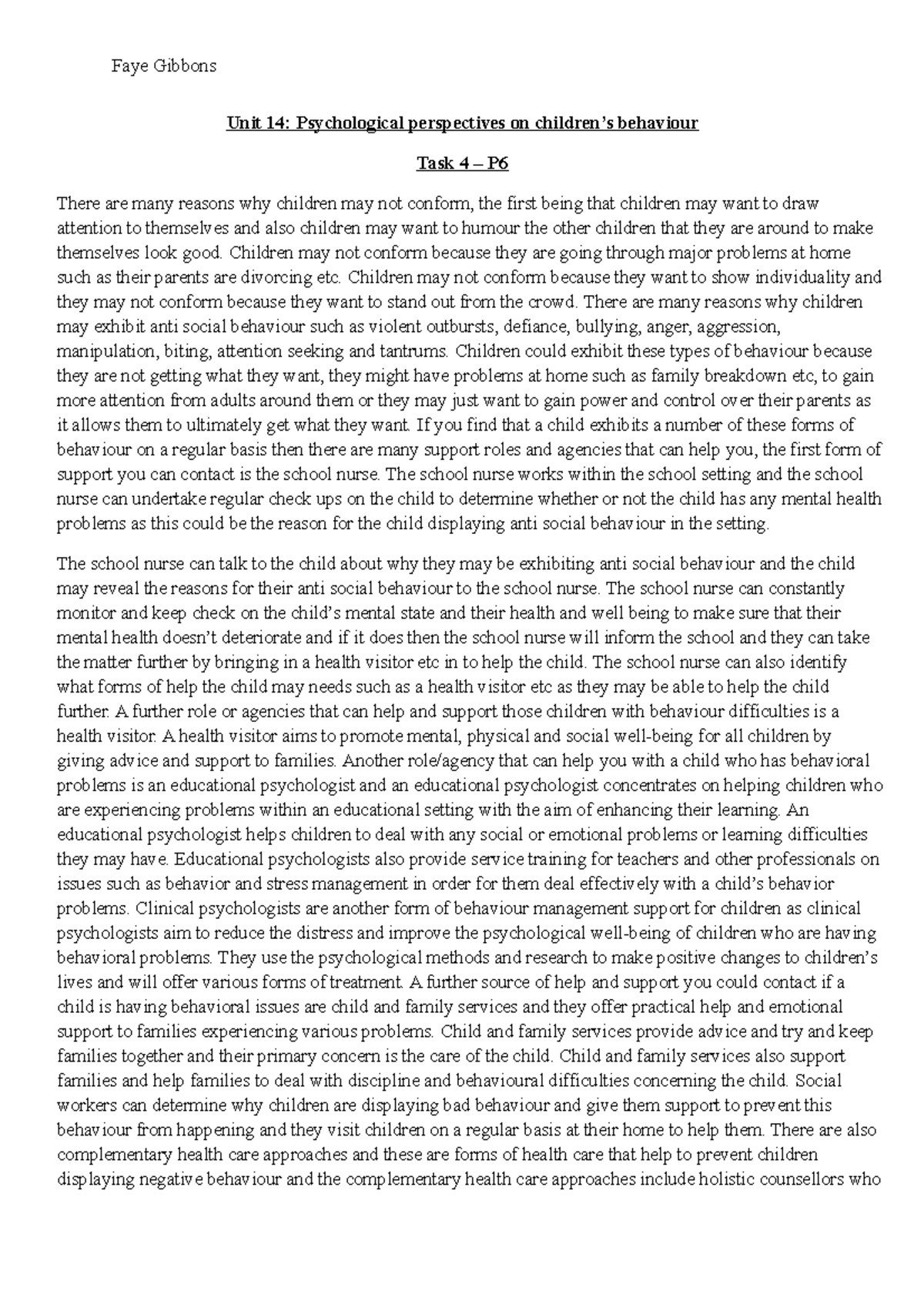 Task 4 - p6 - Child development task - Faye Gibbons Unit 14 ...