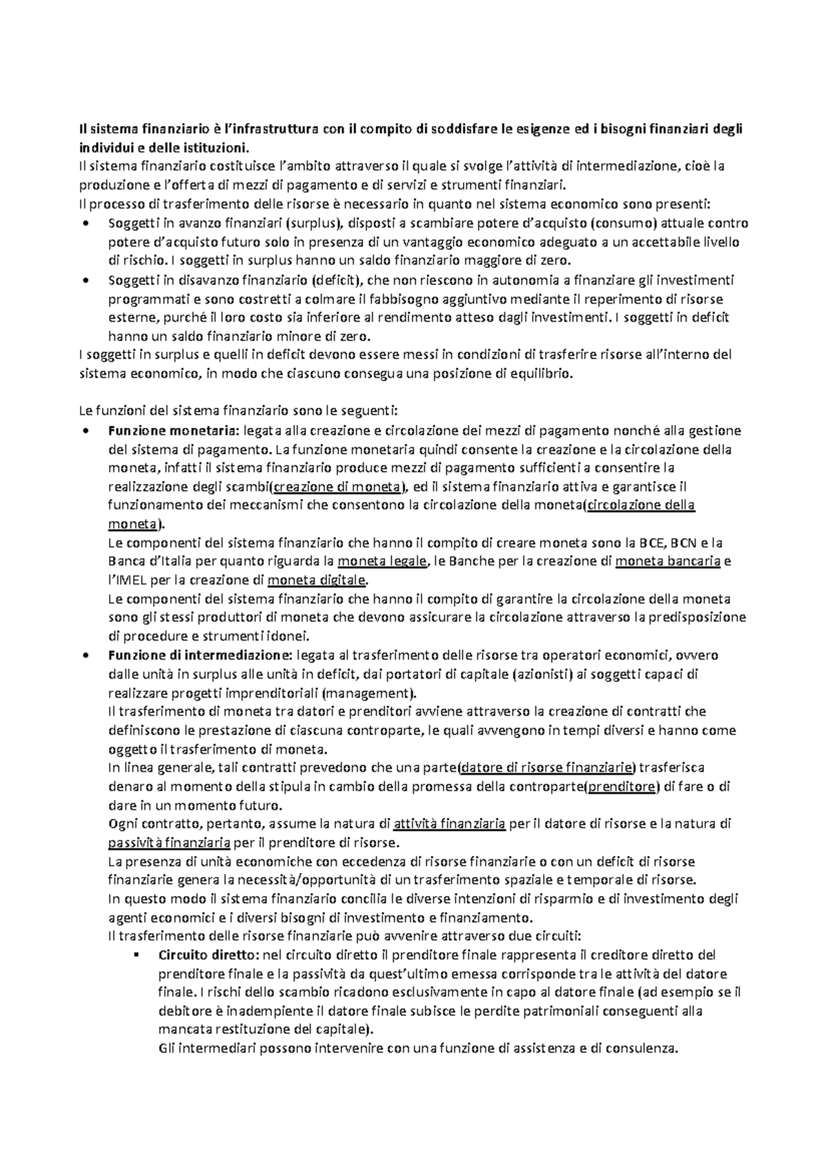 Sistema Finanziario - Il sistema finanziario è l’infrastruttura con il ...
