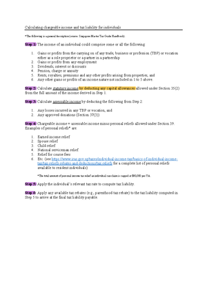 Calculating chargeable income and tax liability - individuals - Step 1 ...