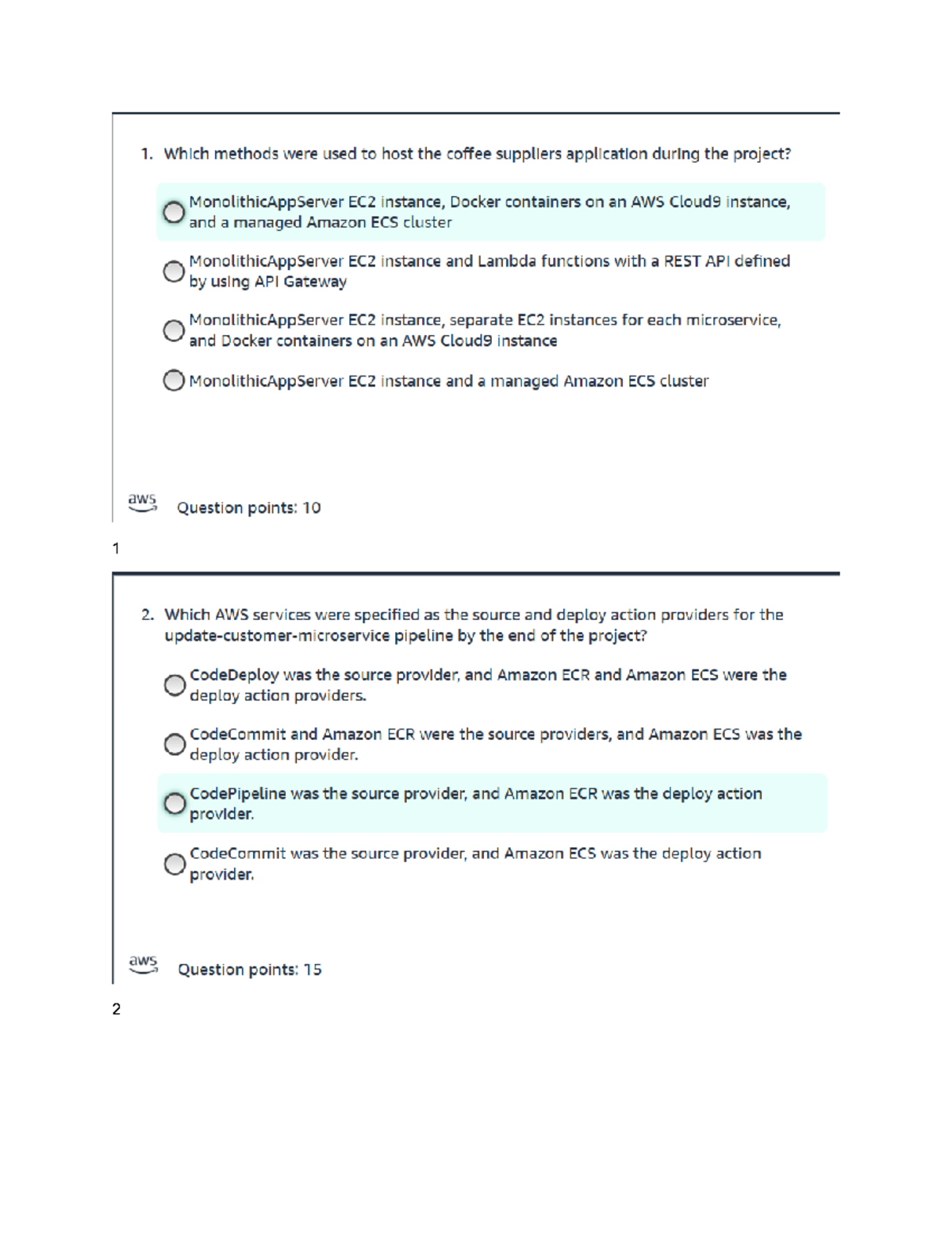 Knowledge Check Building Microservices And A Cicd Pipeline With Aws 1 Which Methods Were Used