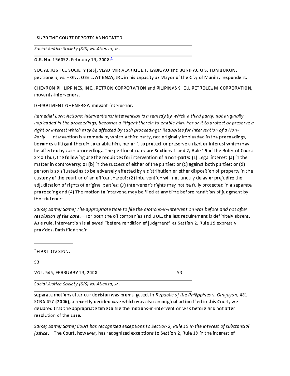 Escra case 9 duka - SUPREME COURT REPORTS ANNOTATED Social Justice ...